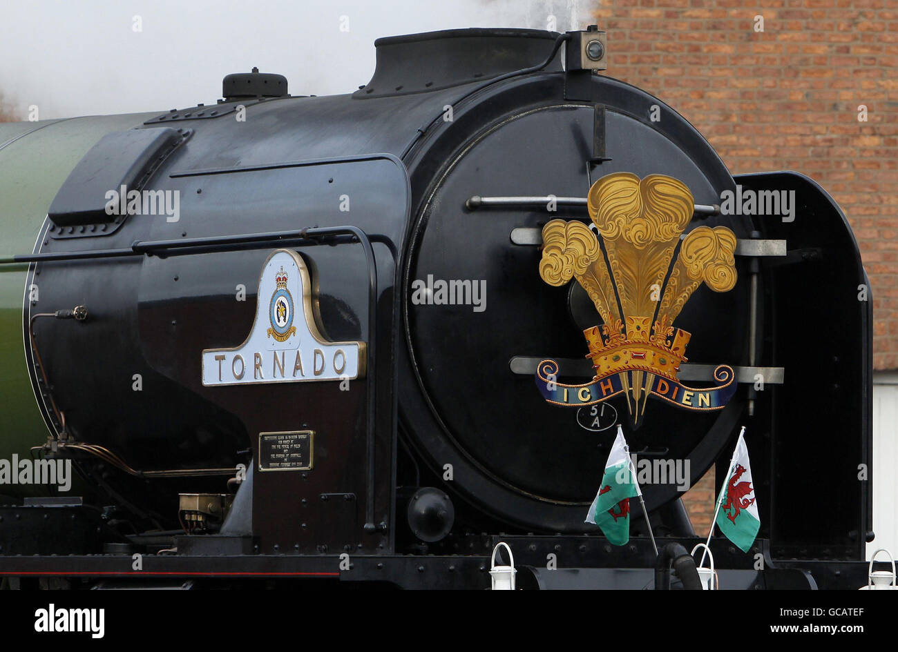 The steam locomotive Tornado pulling the royal train carrying the ...