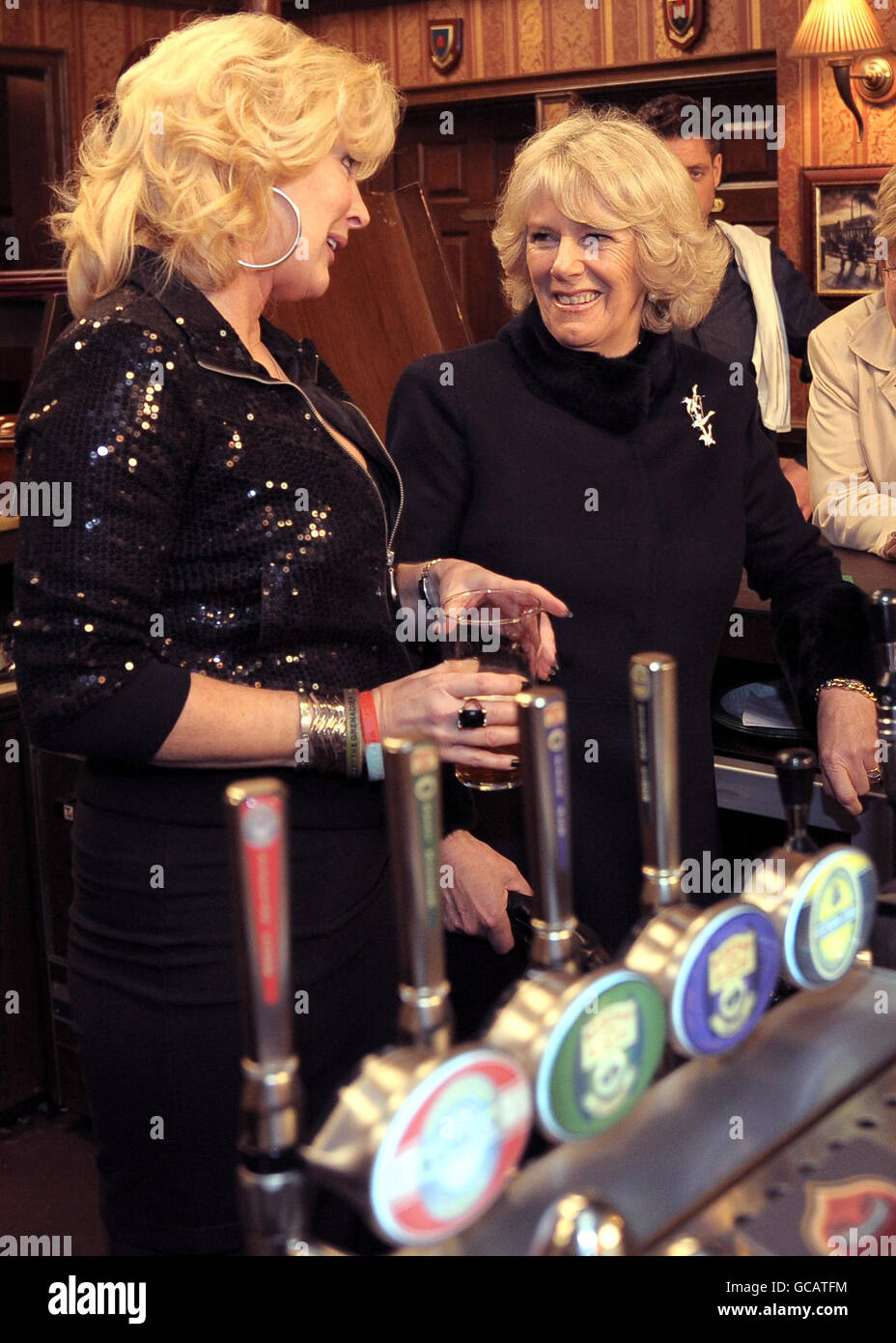 The duchess cornwall meets actors beverley callard hi-res stock ...