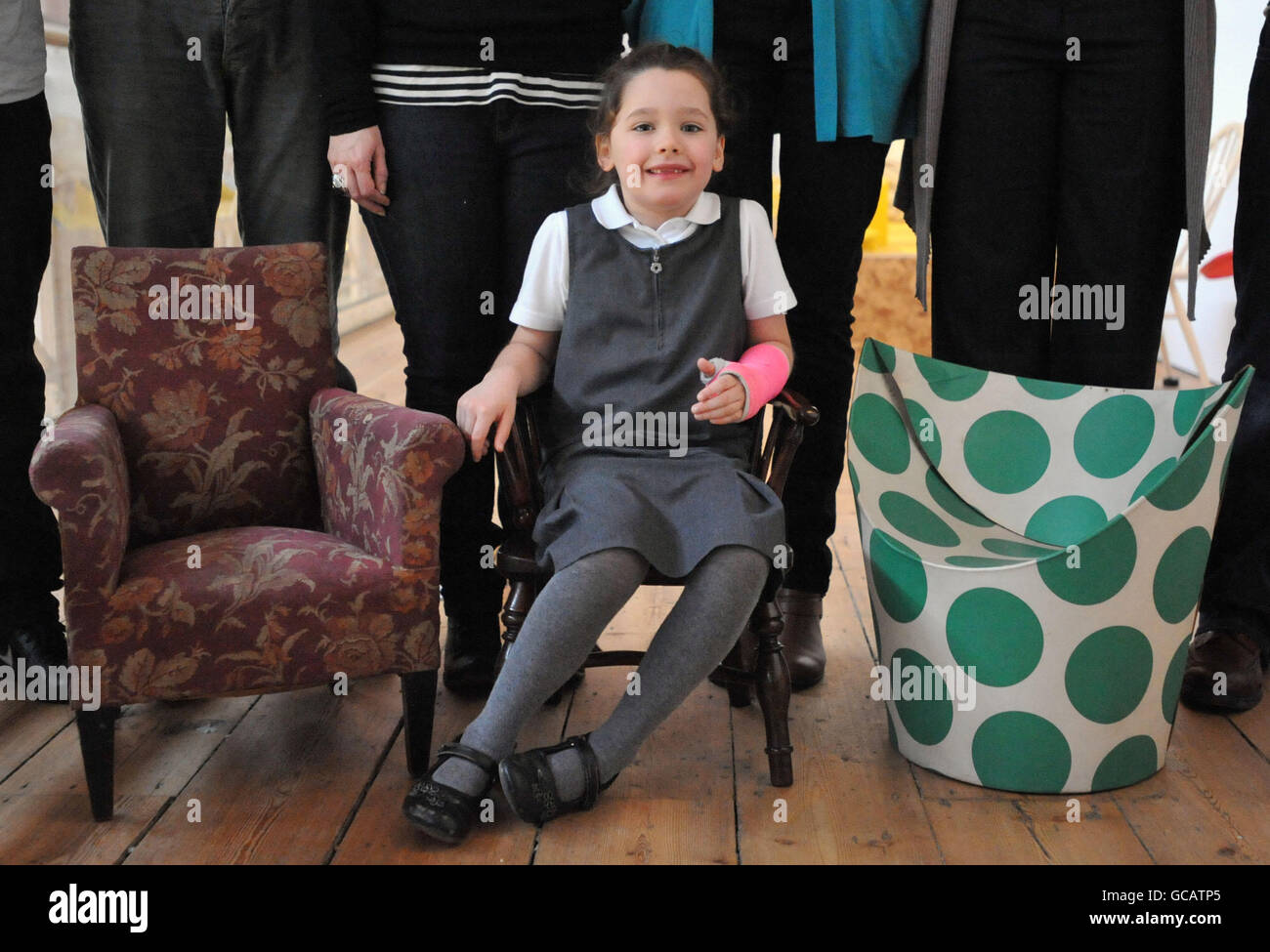 St John's Primary School pupil Abbie Prudence, 6, sits in an 18th ...