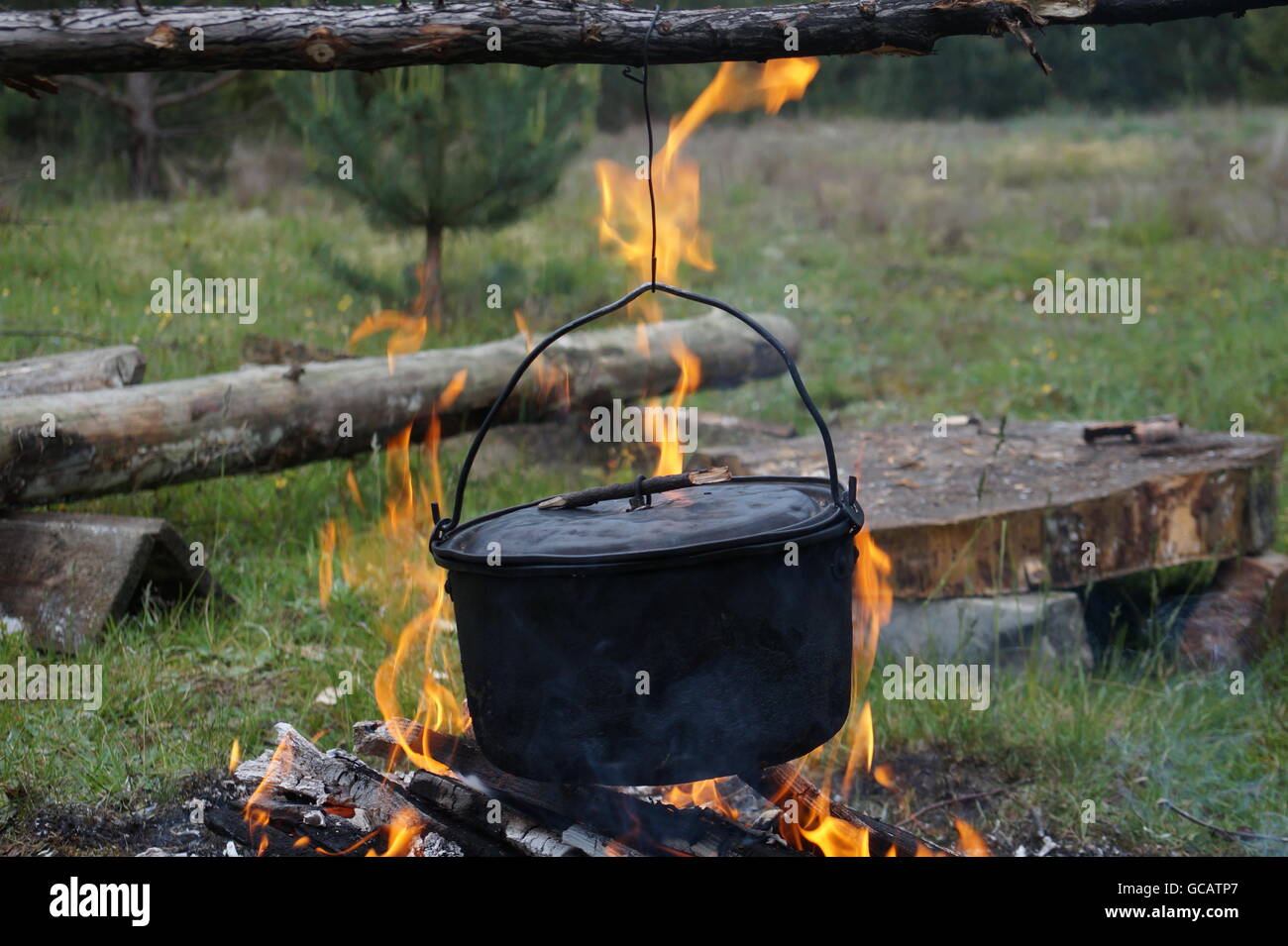 Fire under a traditional boiler Stock Photo - Alamy