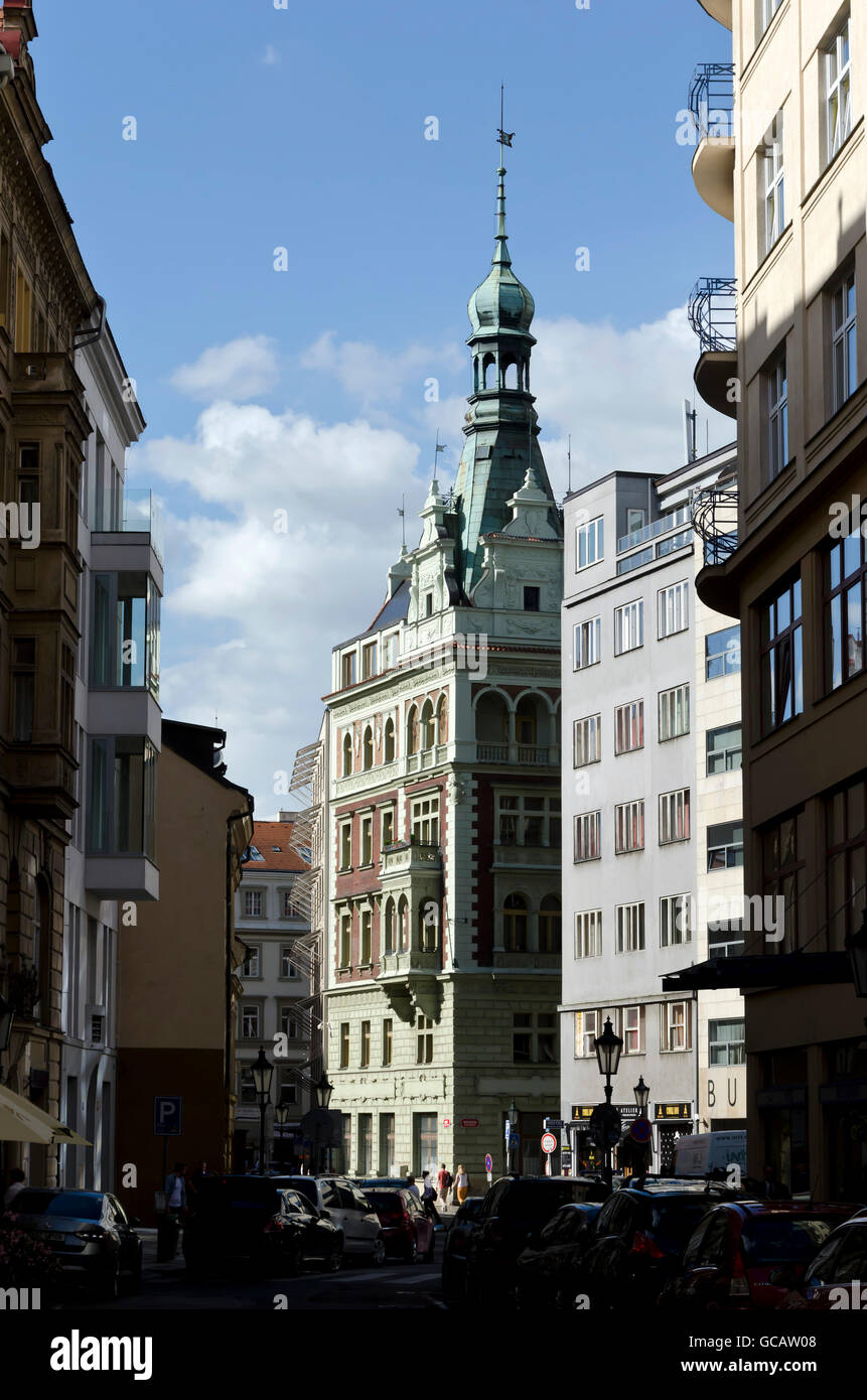 Beautifully decorated buildings in the centre of Prague (Praha) in the ...