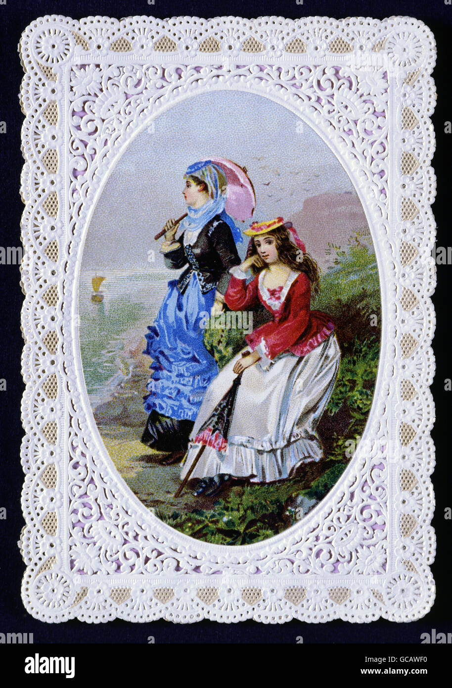 fine arts, paper, greeting cards, embrossed colour lithograph, circa ...