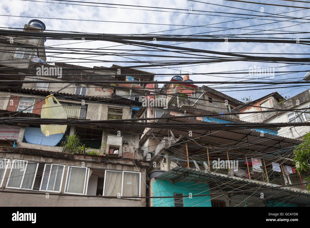 Electric cables in the favelas; Rocinha, Rio de Janeiro, Brazil Stock ...