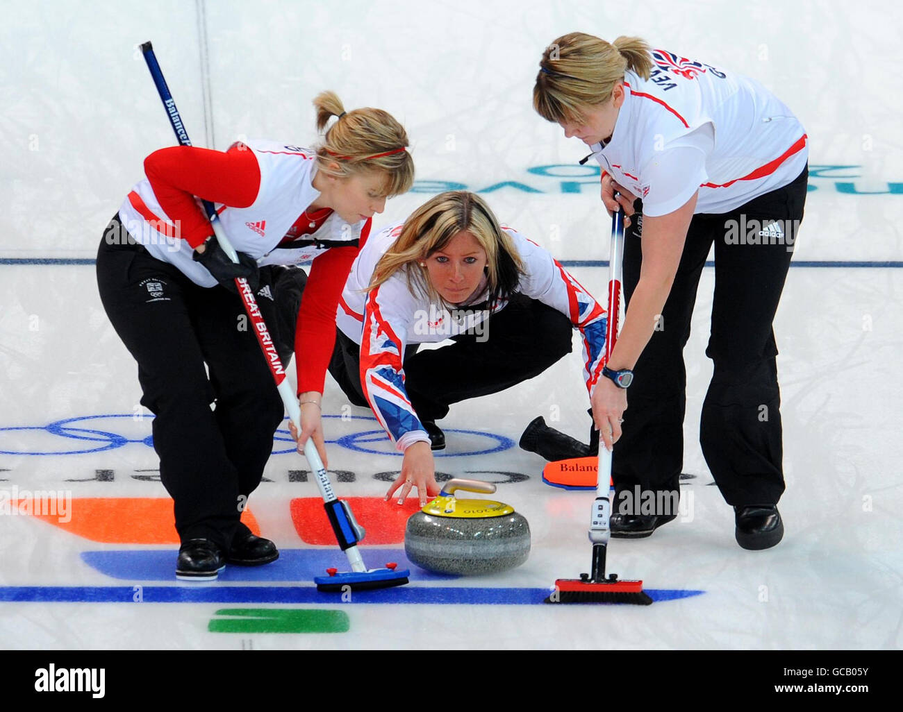 Great Britain's skip Eve Muirhead (centre) in action during the Ladies ...