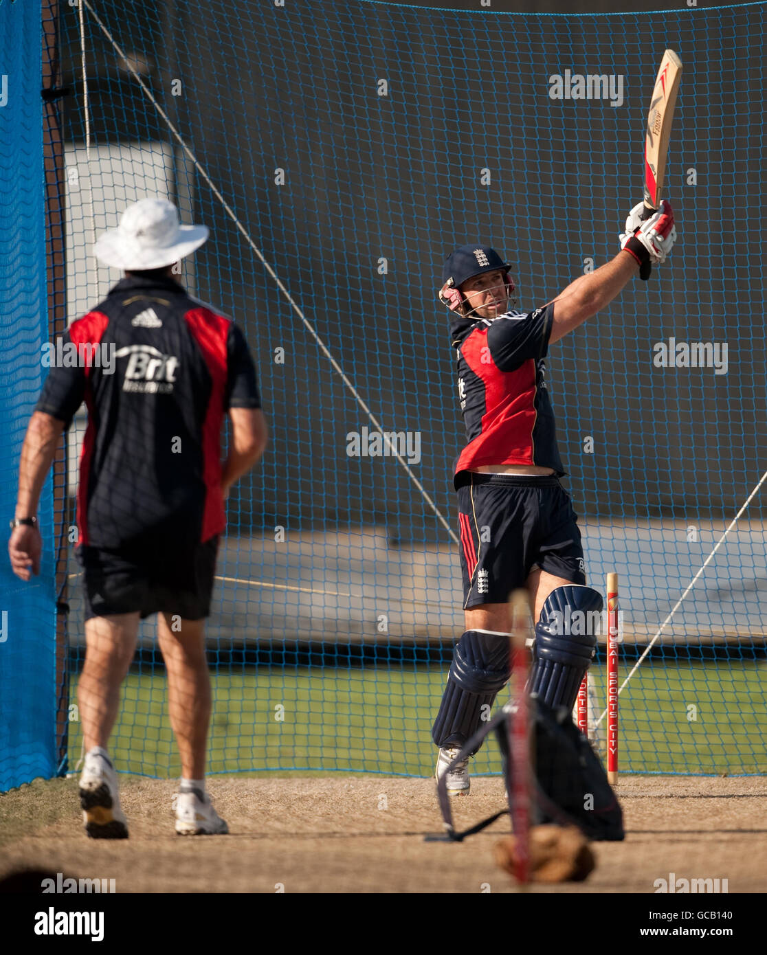 England's Matt Prior bats watched by batting coach Graham Gooch during ...