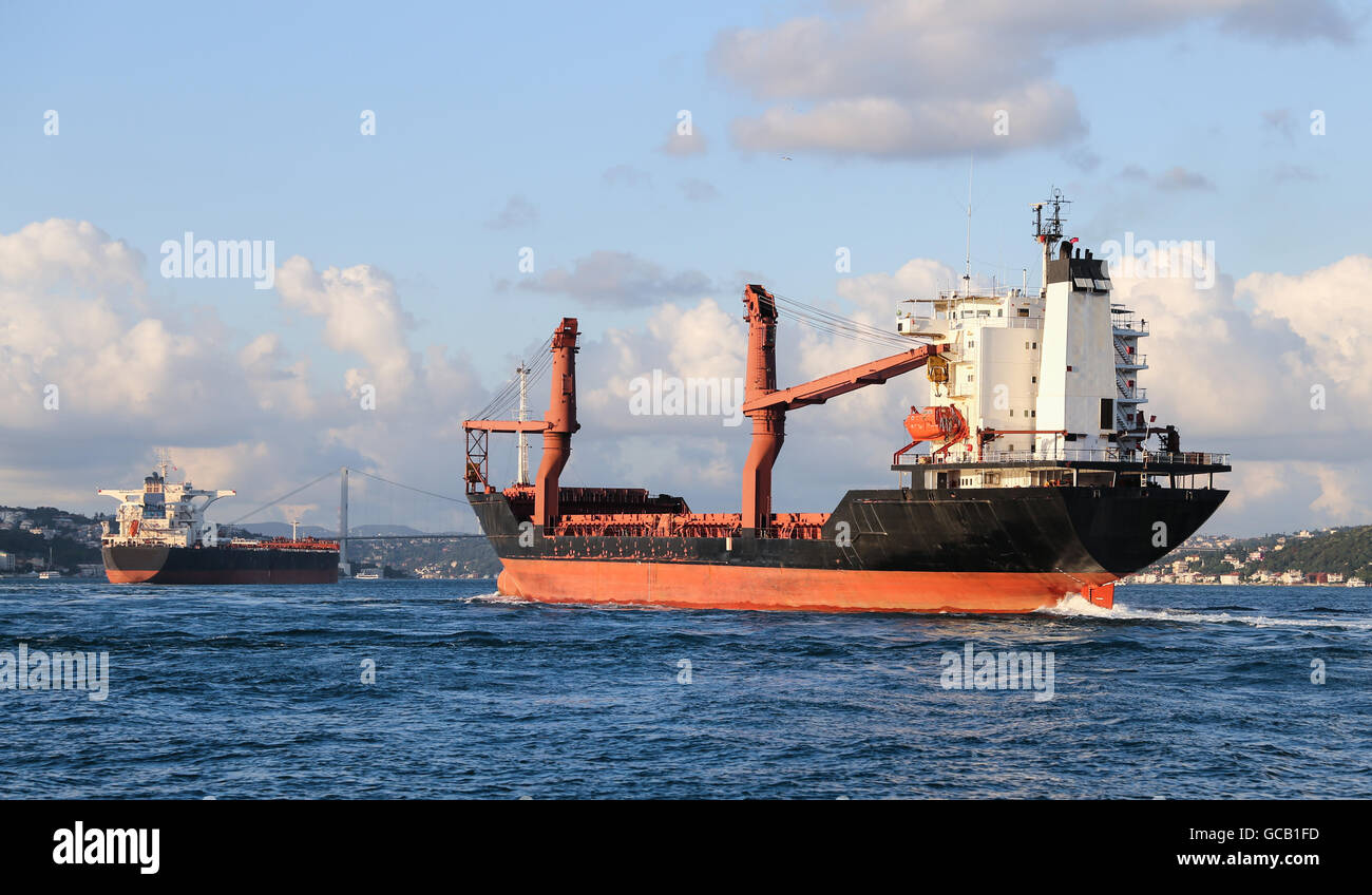 A cargo ship carrying goods between ports Stock Photo - Alamy