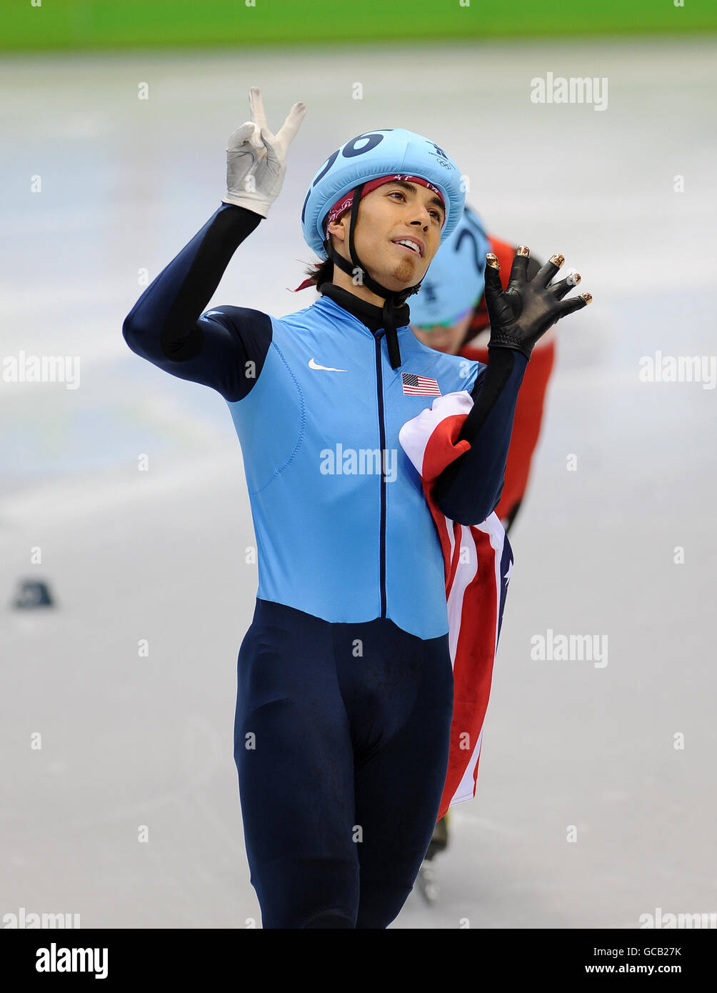 USA's Apolo Anton Ohno celebrates winning his seventh Olympic medal ...