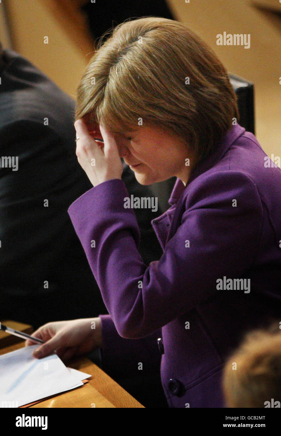 Nicola sturgeon with hand on her face hi-res stock photography and ...