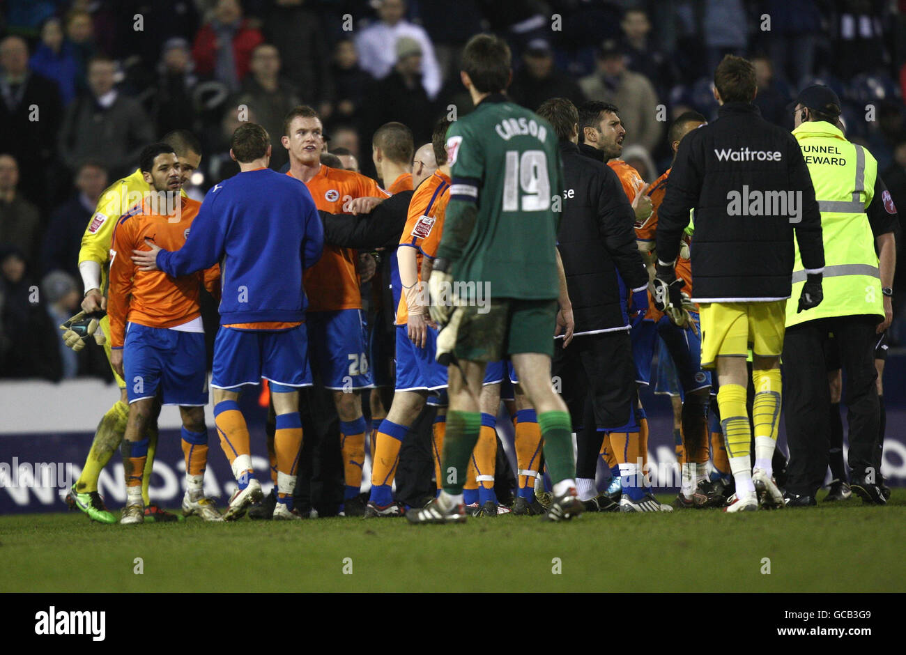 Tempers fray after the final whistle involving an incident with Reading ...