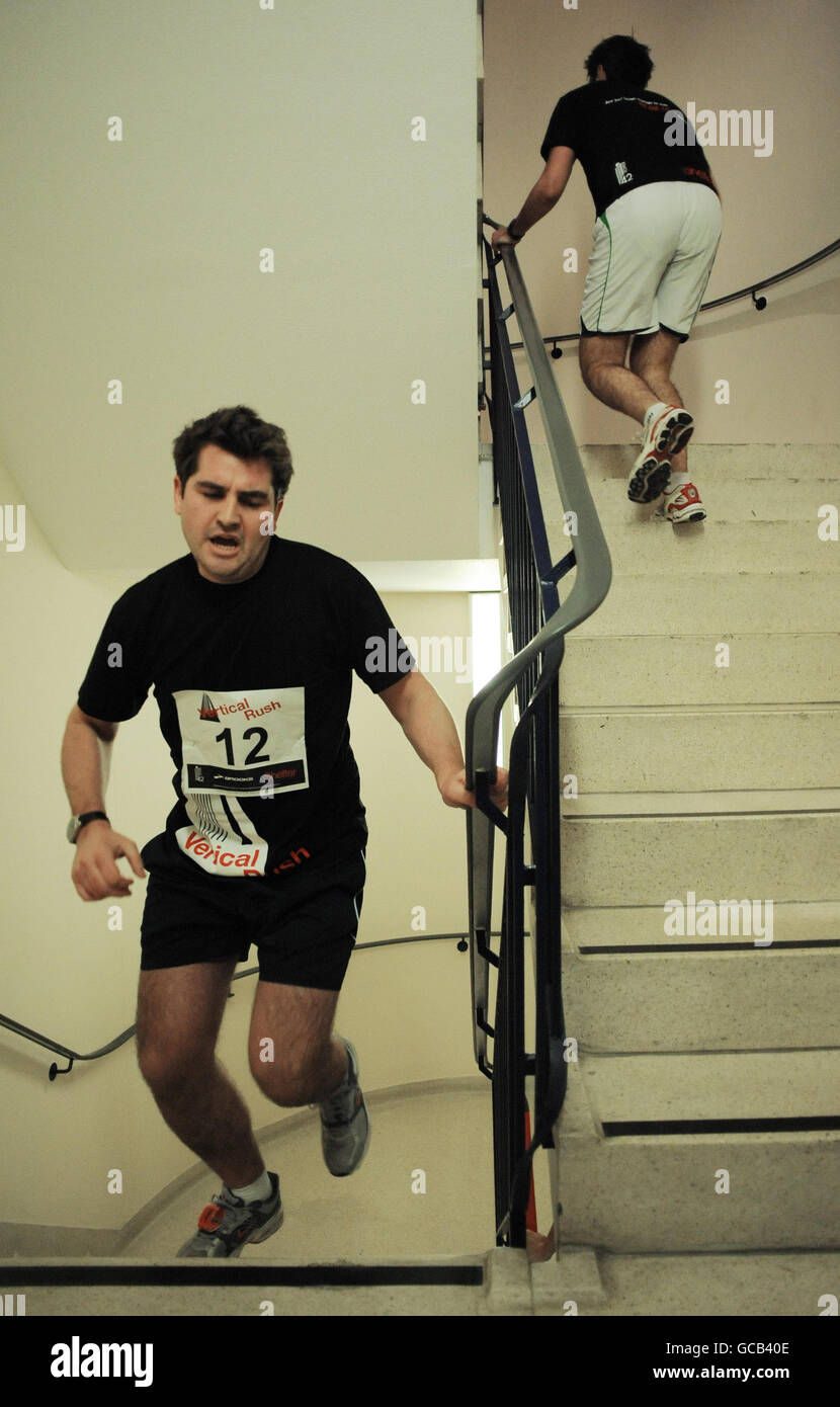 Vertical Rush charity run Stock Photo - Alamy