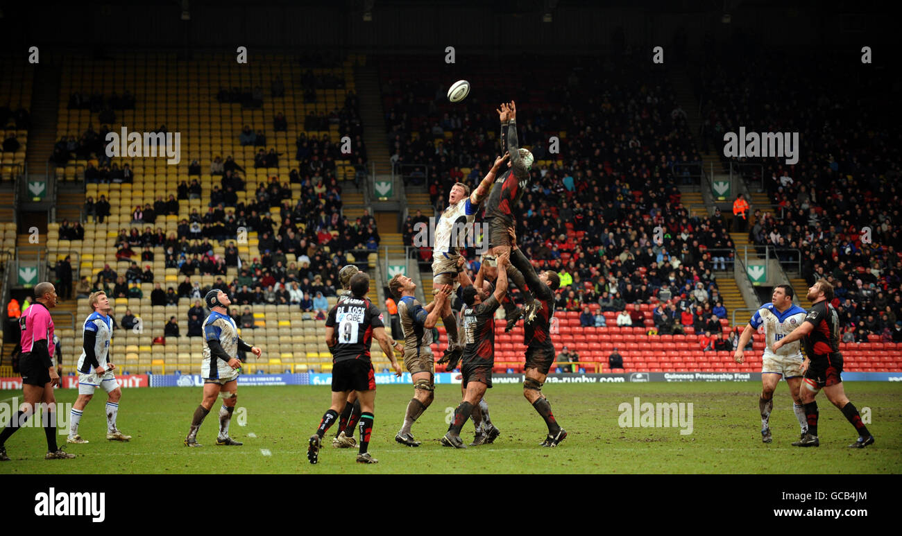 Saracens' Mouritz Botha wins a line out during the Guinness Premiership ...
