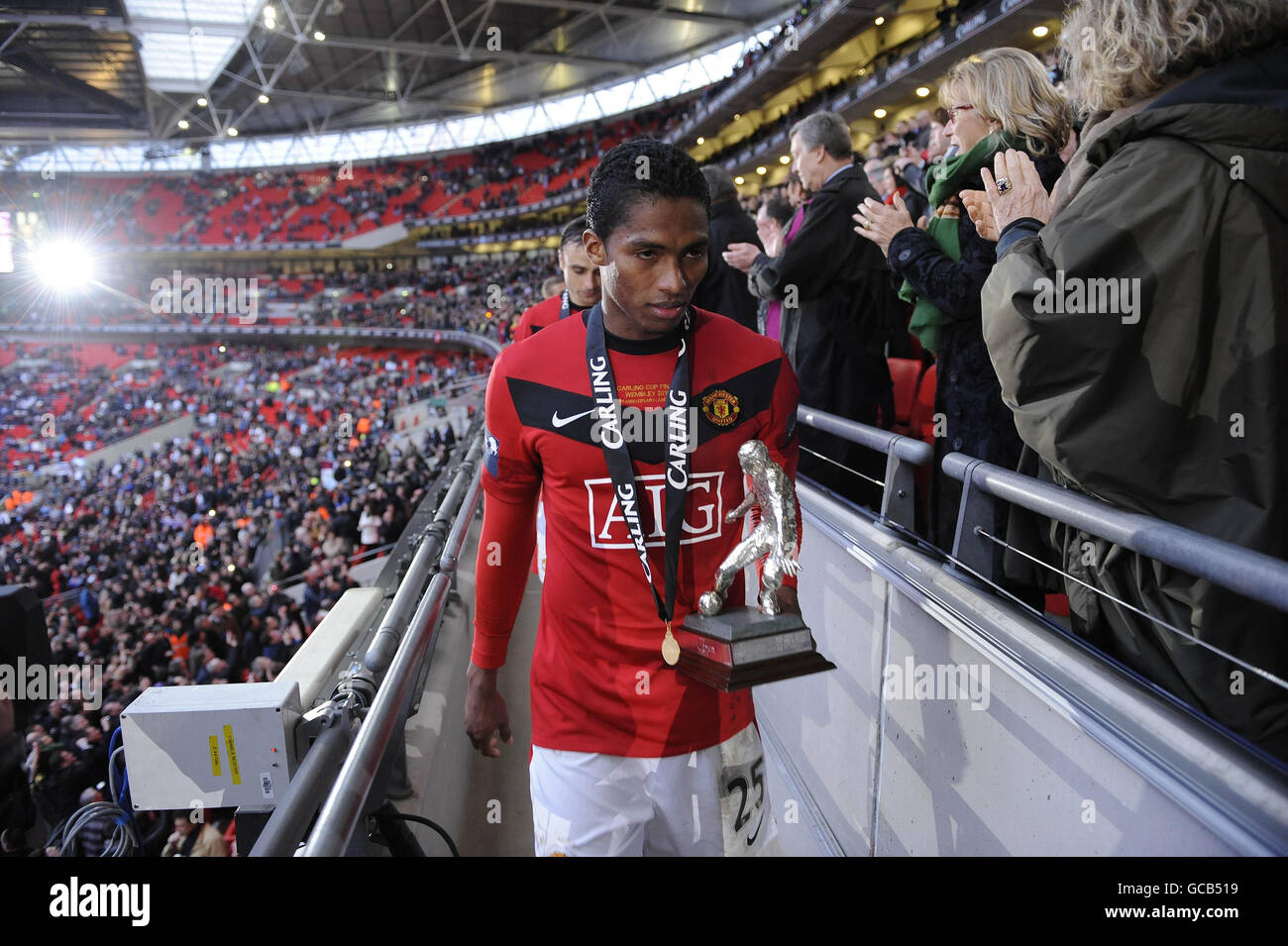 Manchester United player Antonio Valencia receives the Alan Hardaker ...