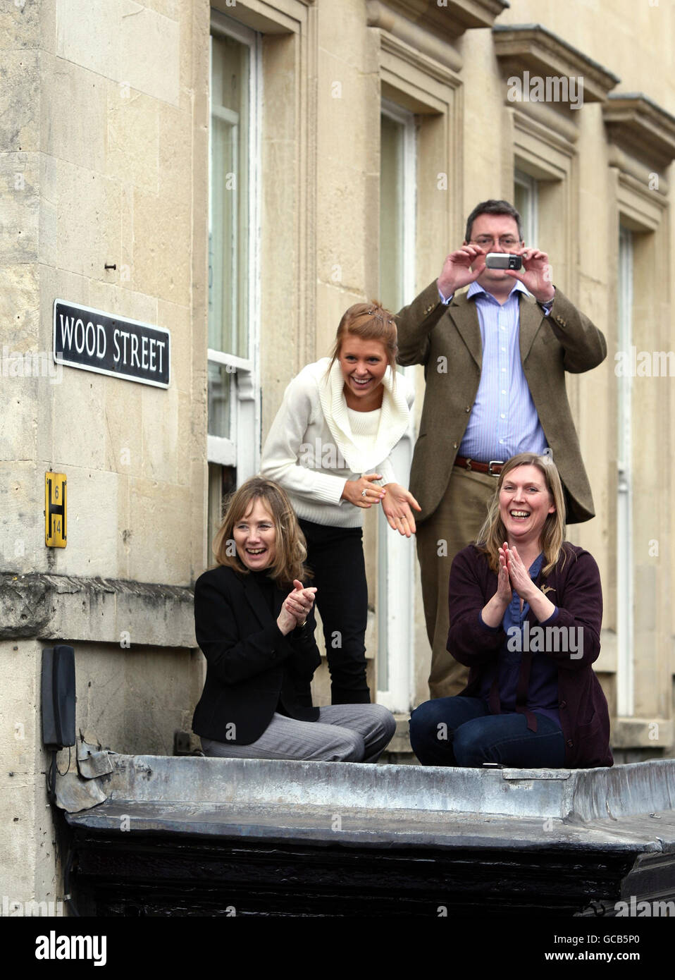 Olympics - Amy Williams Bus Parade - Bath Stock Photo - Alamy