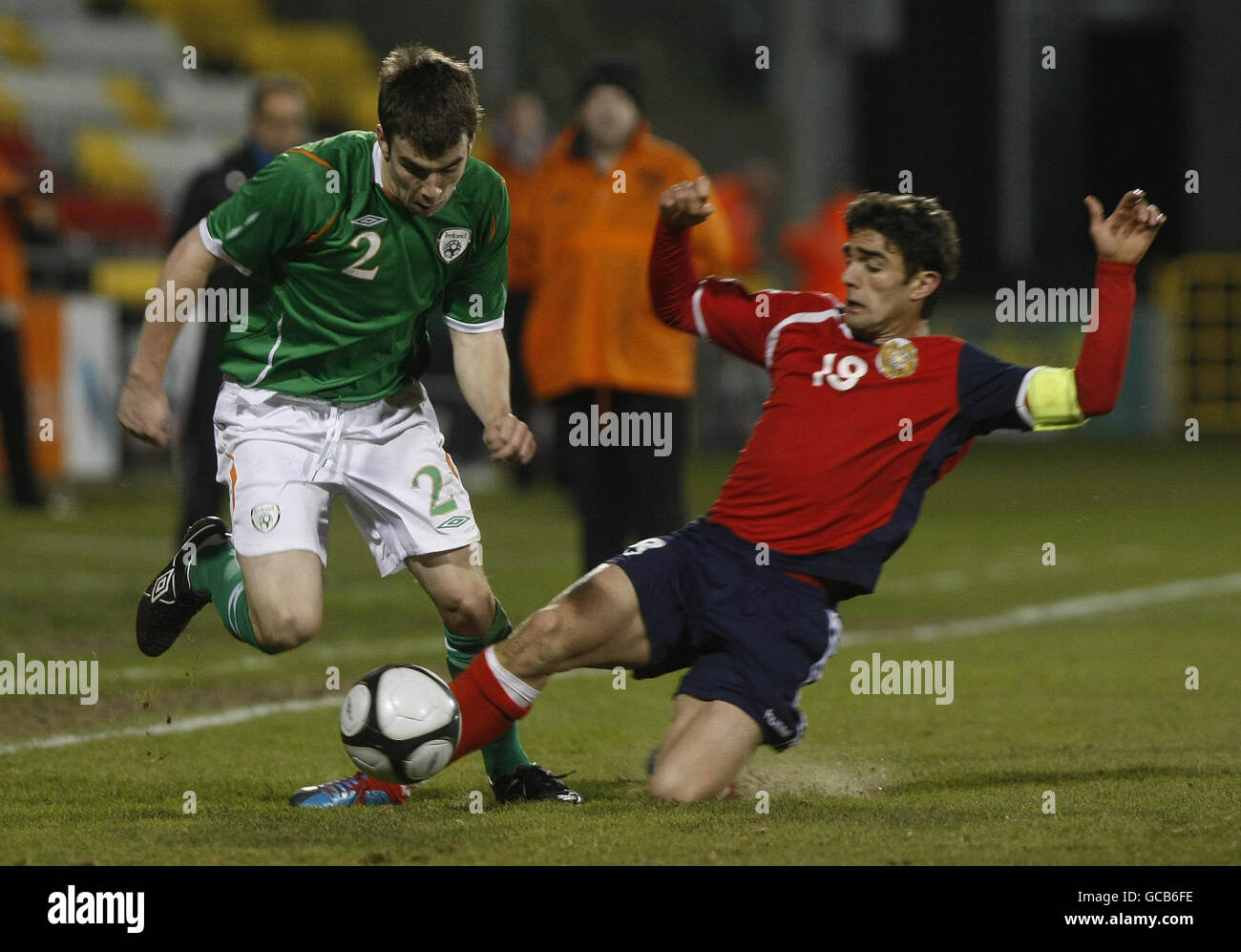 Ireland's Seamus Coleman and Armenia's Davit Manoyan (right) battle for ...