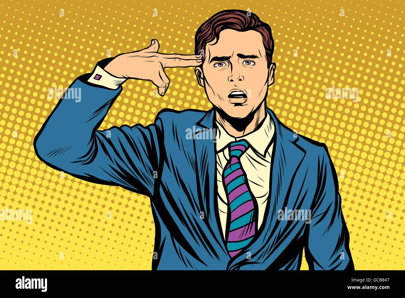 Portrait of man making gun gesture to the head Stock Vector Image & Art ...