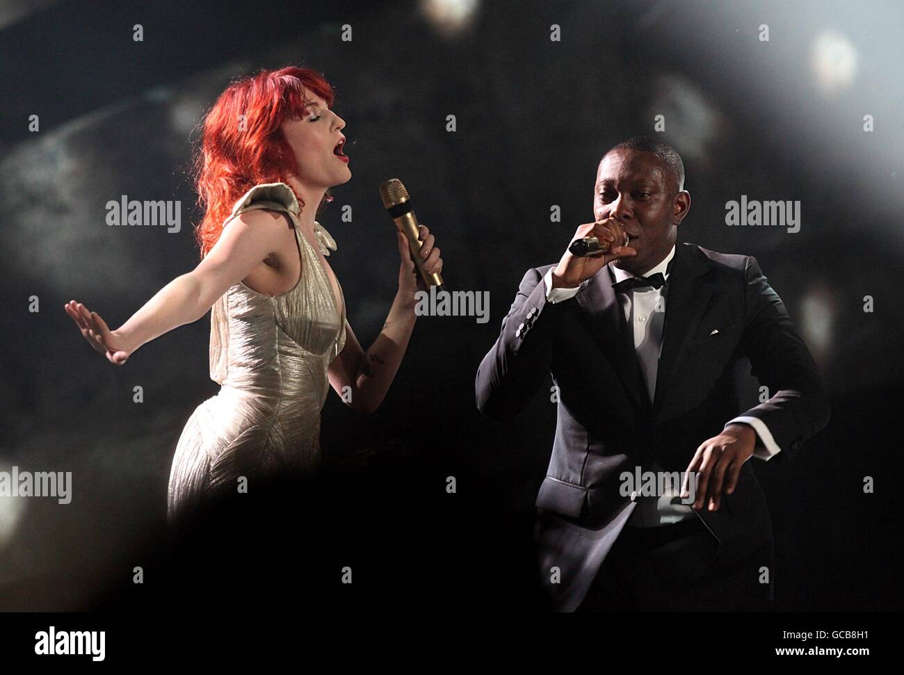 Dizzee Rascal and Florence Welch, aka Florence and the Machine, perform ...