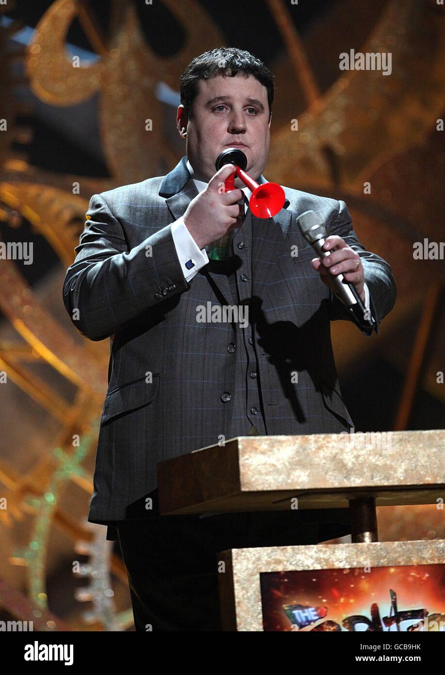 Peter Kay on stage during the BRIT Awards 2010, at Earls Court, London ...
