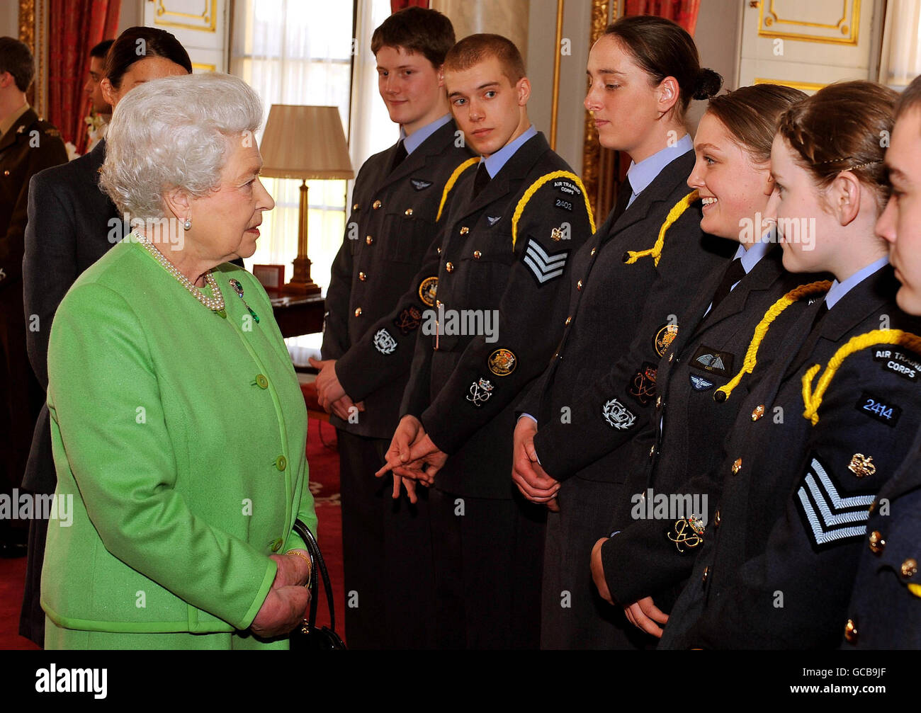 The Queen talks to Flight Sergeant Alexandra Dutch (3rd right) from ...