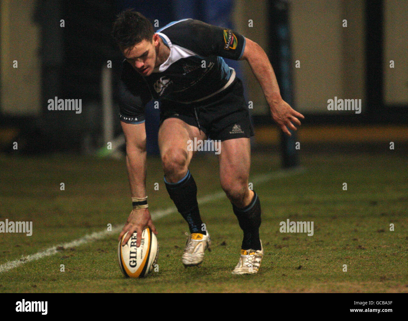 Glasgow's Max Evans scores a try during the Magners League match at ...