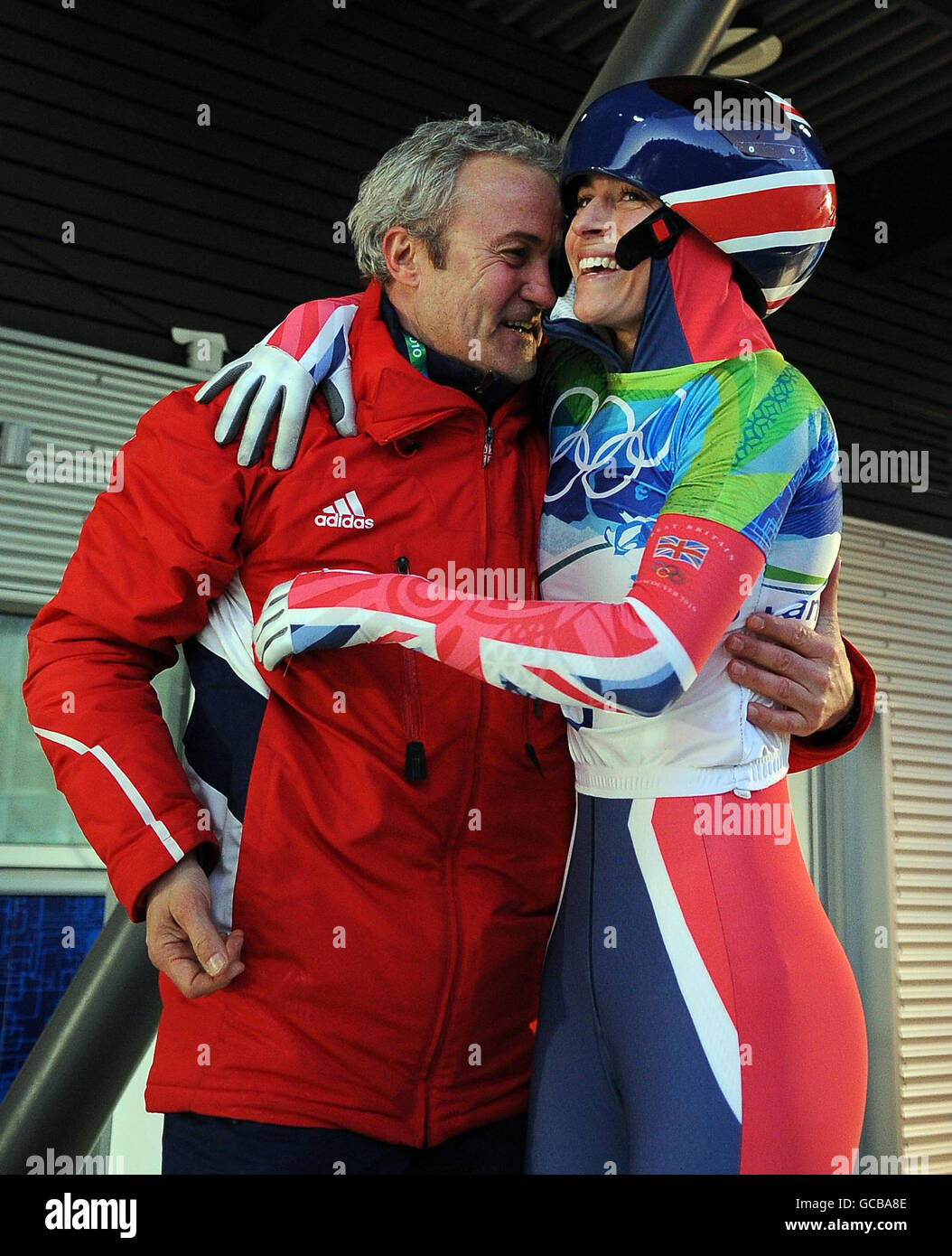Great Britain's Amy Williams celebrates winning gold with Performance ...