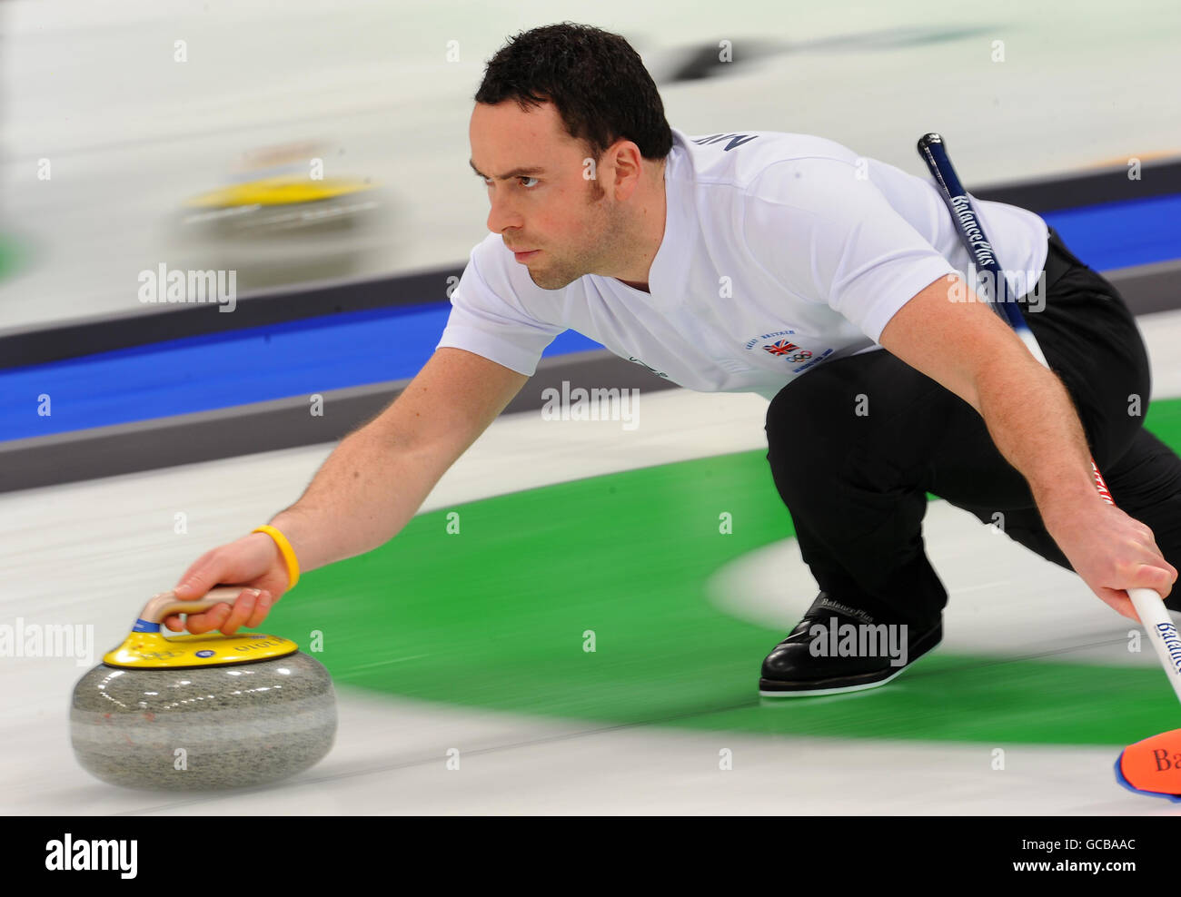 British curling skip david murdoch practices the match against japan hi ...