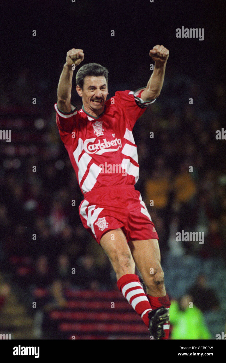 LIVERPOOL STRIKER IAN RUSH JUMPS FOR JOY AFTER SCORING HIS 41ST FA CUP ...