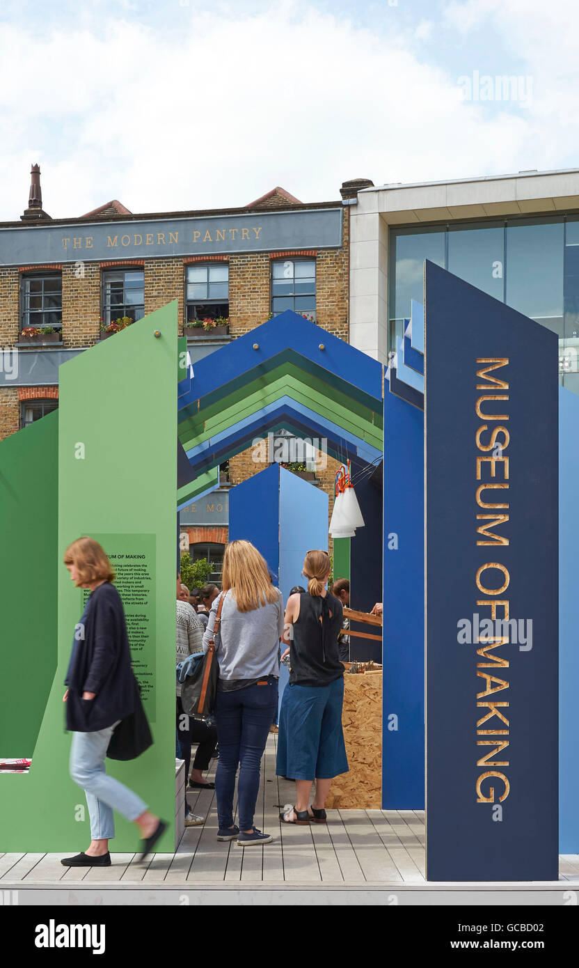 Exterior View of people interacting with the Museum of Making designed ...