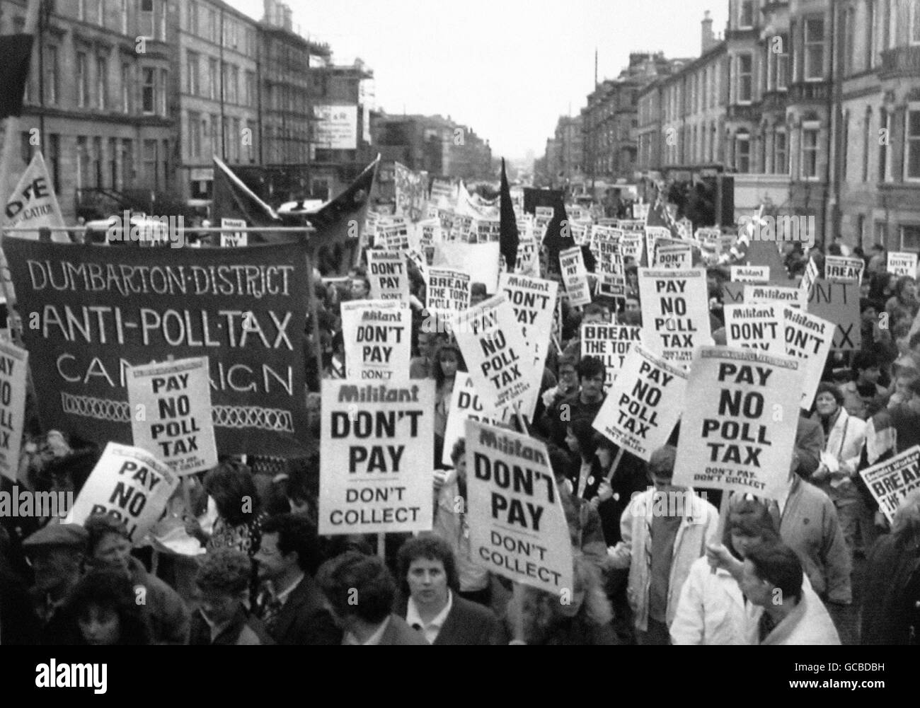 Anti-Poll Tax demonstrators march from the centre of Glasgow, to a ...