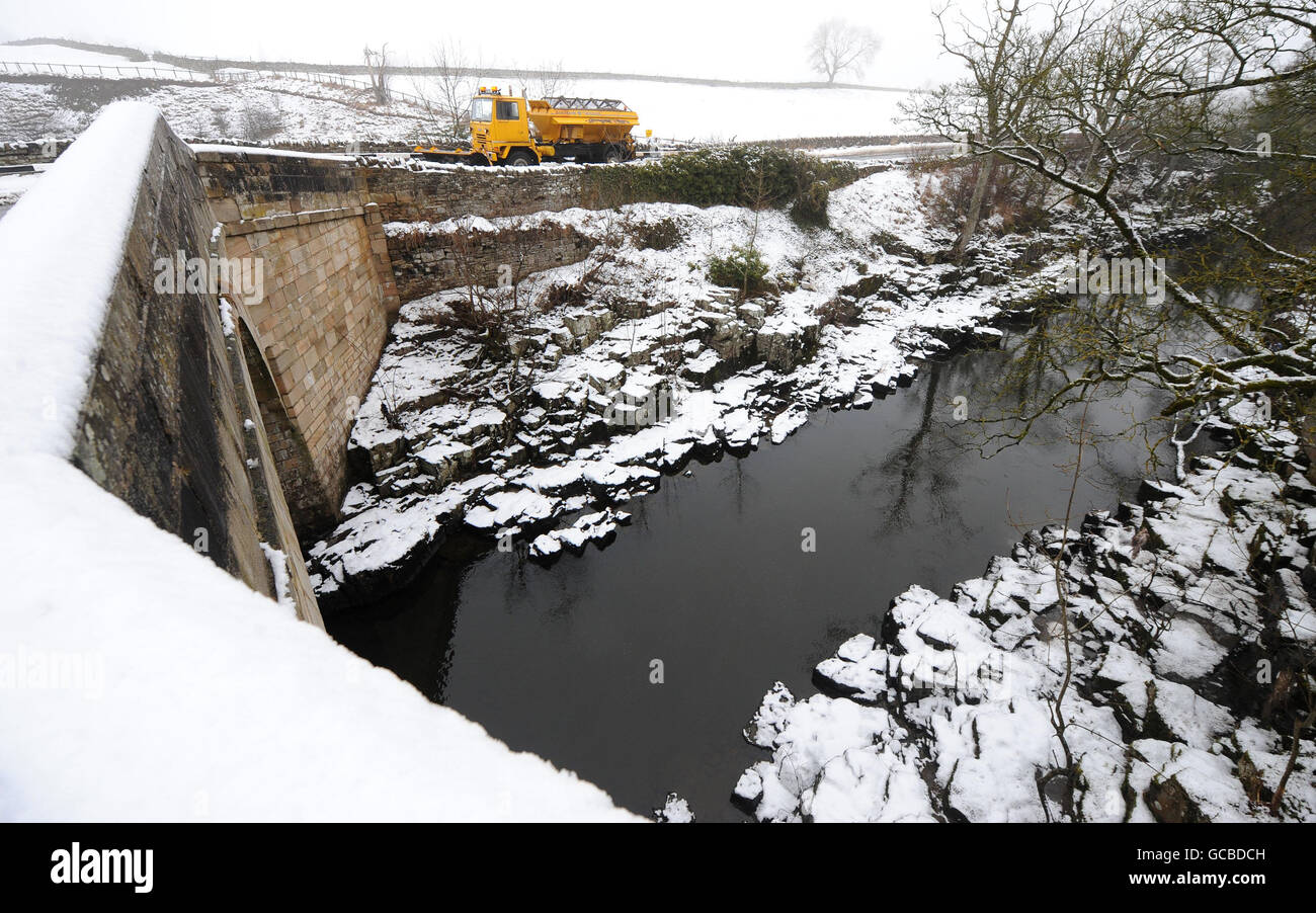 A winter scene in Stanhope, County Durham, as heavy snow fell overnight ...