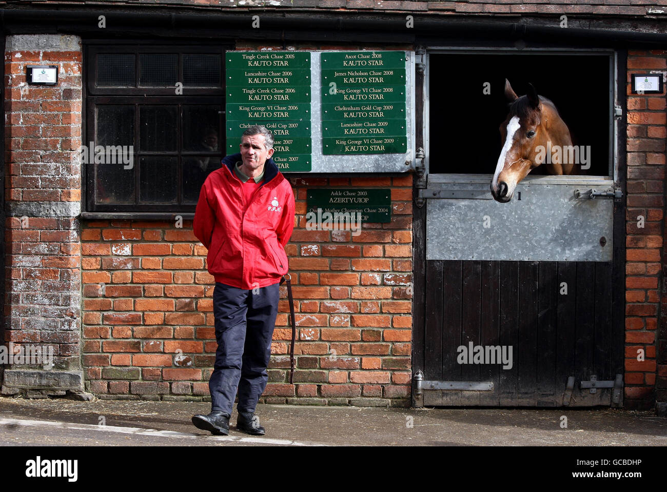 Head Lad Clifford Baker with Kauto Star during the stable visit at ...
