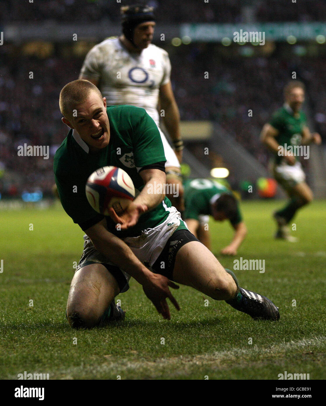 Ireland's Keith Earl celebrates scoring Ireland's second try during the ...