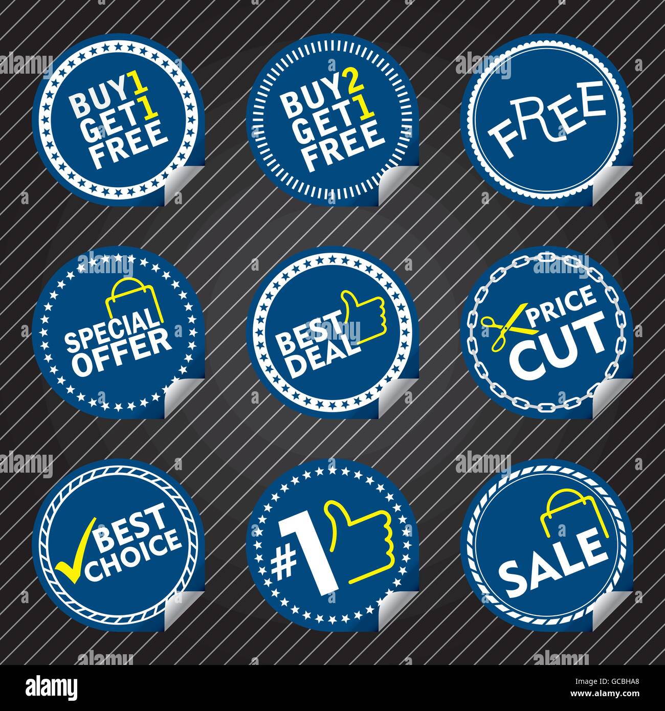 Blue Sale Stickers with tab, different border style Stock Vector Image ...