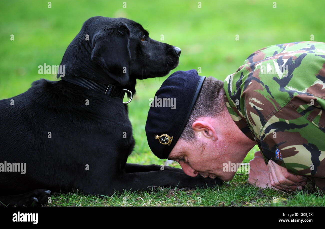 Army dog handler Sergeant David Heyhoe and army explosives search dog ...