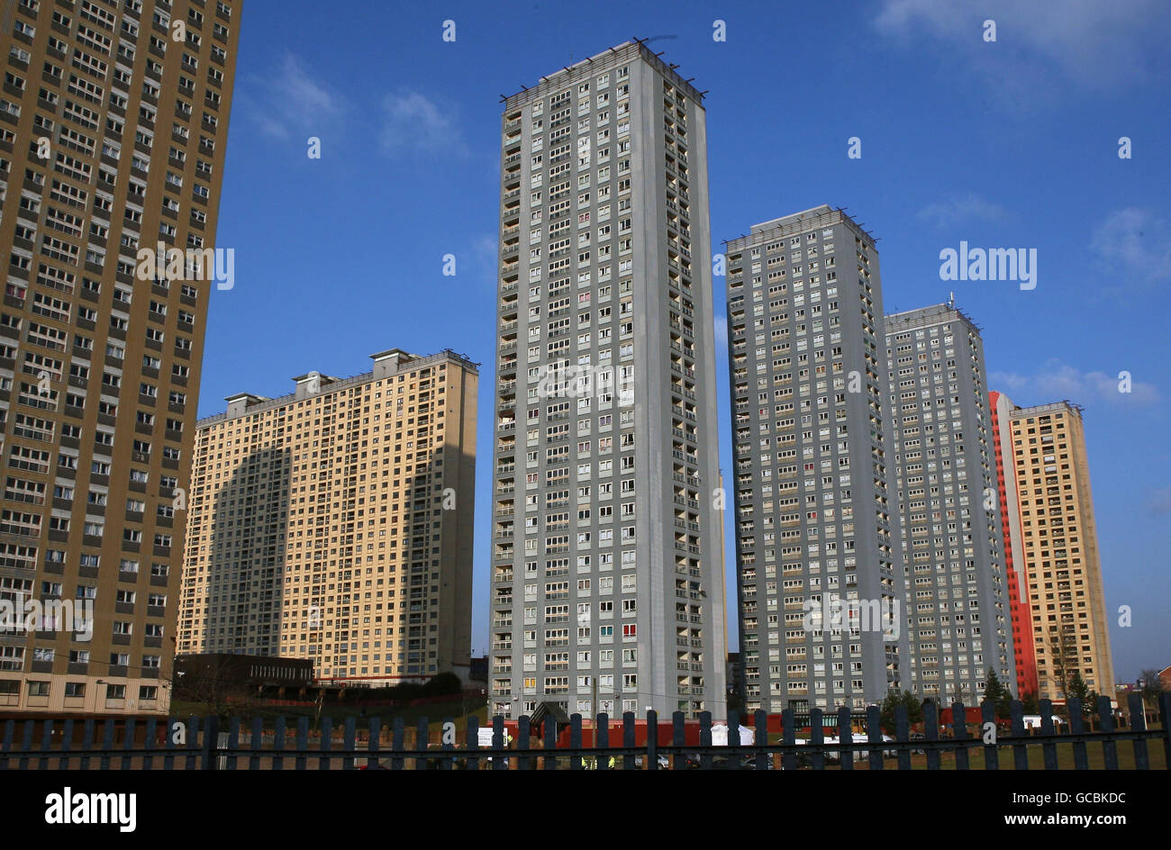 The scene in Petershill Drive, Springburn in the north east of Glasgow ...