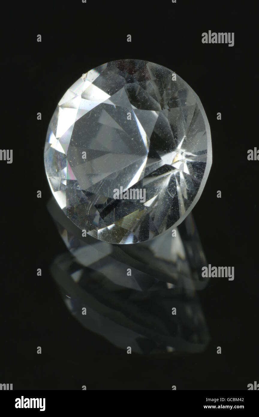 Grinded quartz, brilliant cut, on the black background. Origin: Jeglowa ...