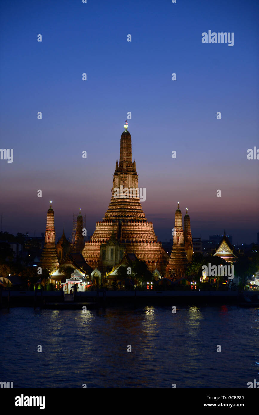 The Wat Arun At The Mae Nam Chao Phraya River In The City Of Bangkok In Thailand In