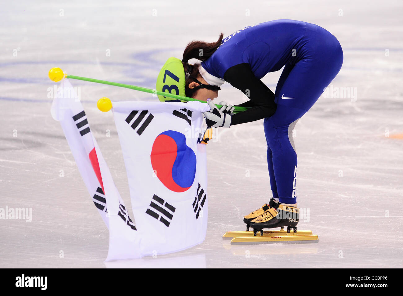 Korea's Ha-Ri Cho after her team won the Ladies' 3000m Relay Short ...
