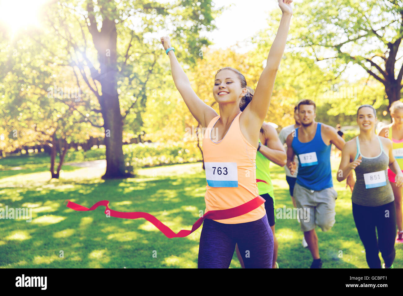 Boy winning race hi-res stock photography and images - Alamy