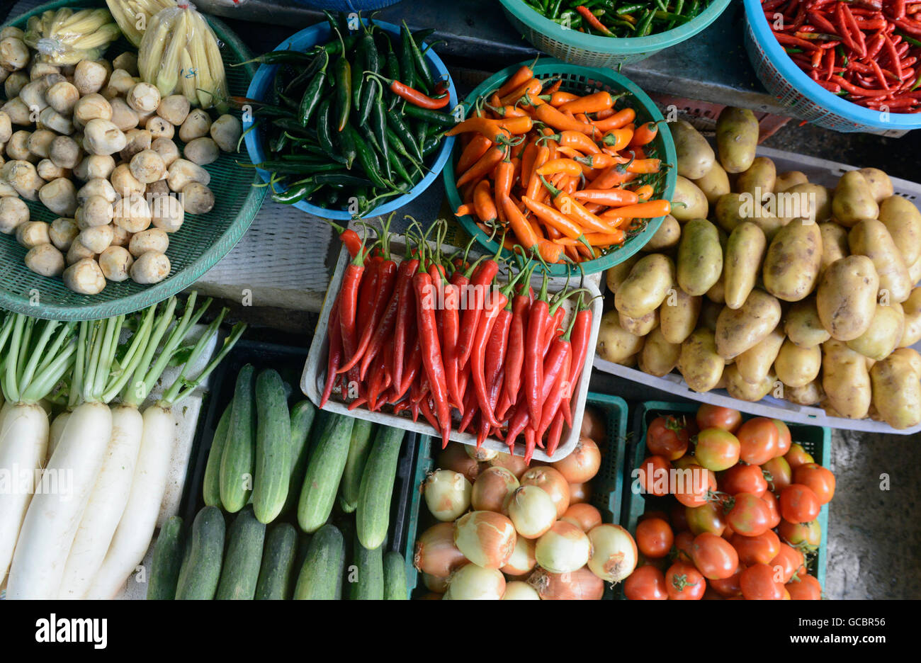 fresh fegetable at a market in the city of Bangkok in Thailand in ...