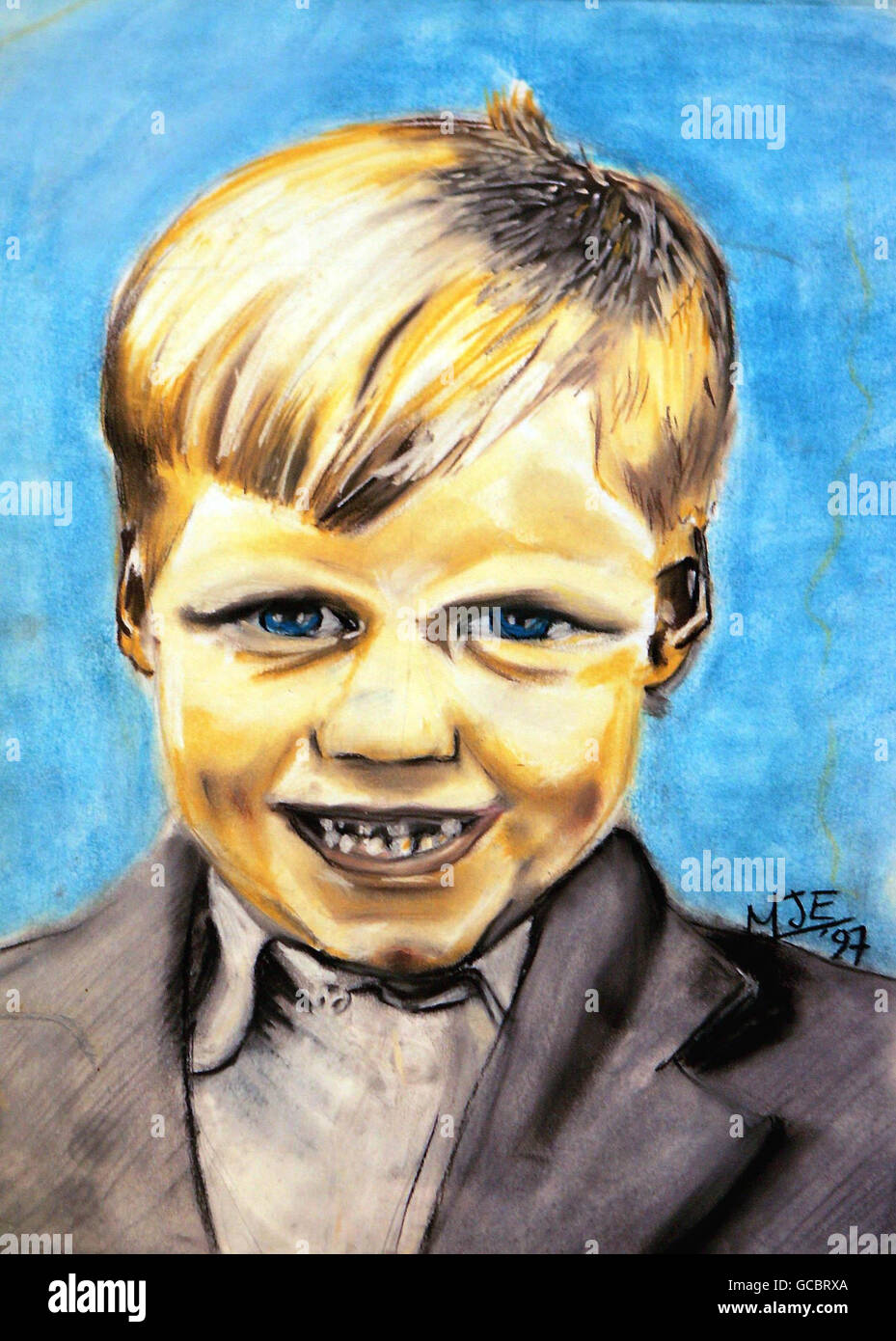 A painted portrait of Moors murder victim Keith Bennett, at Manchester ...