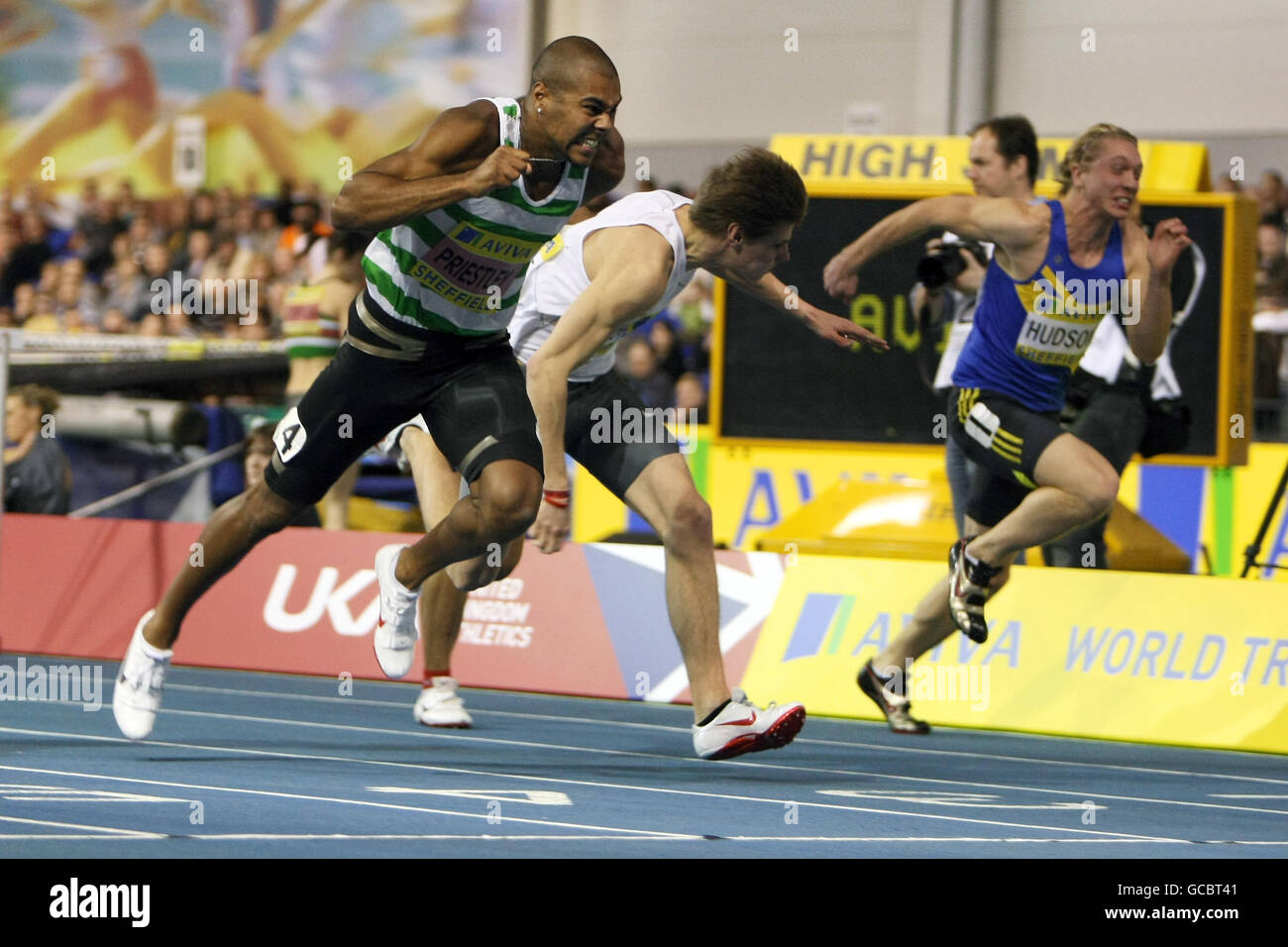 Callum priestley wins mens 60 metres hurdles hi-res stock photography ...