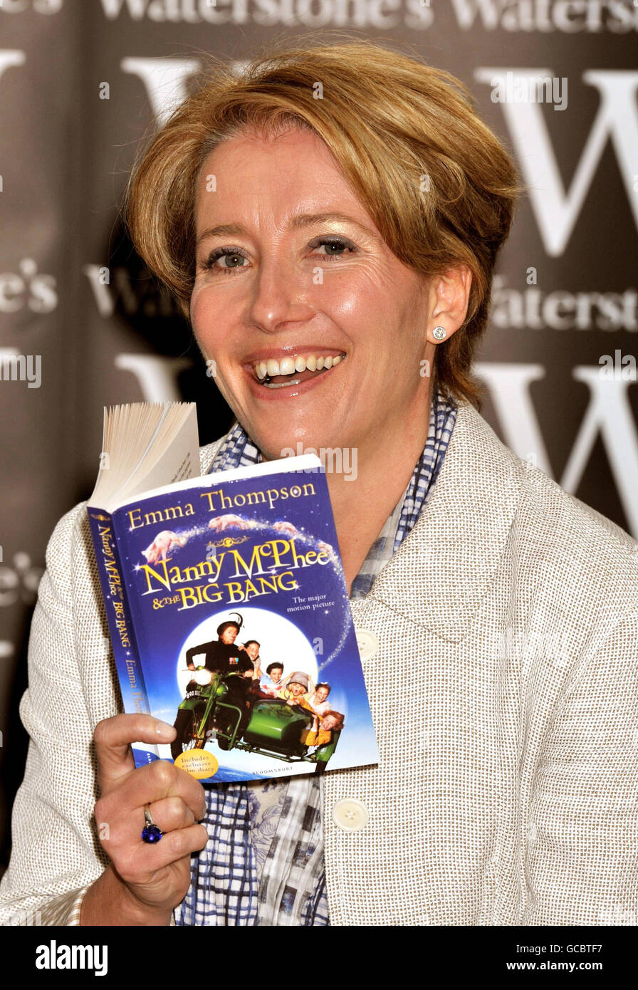 Emma Thompson holds a copy of her book 'Nanny McPhee & the Big Bang ...