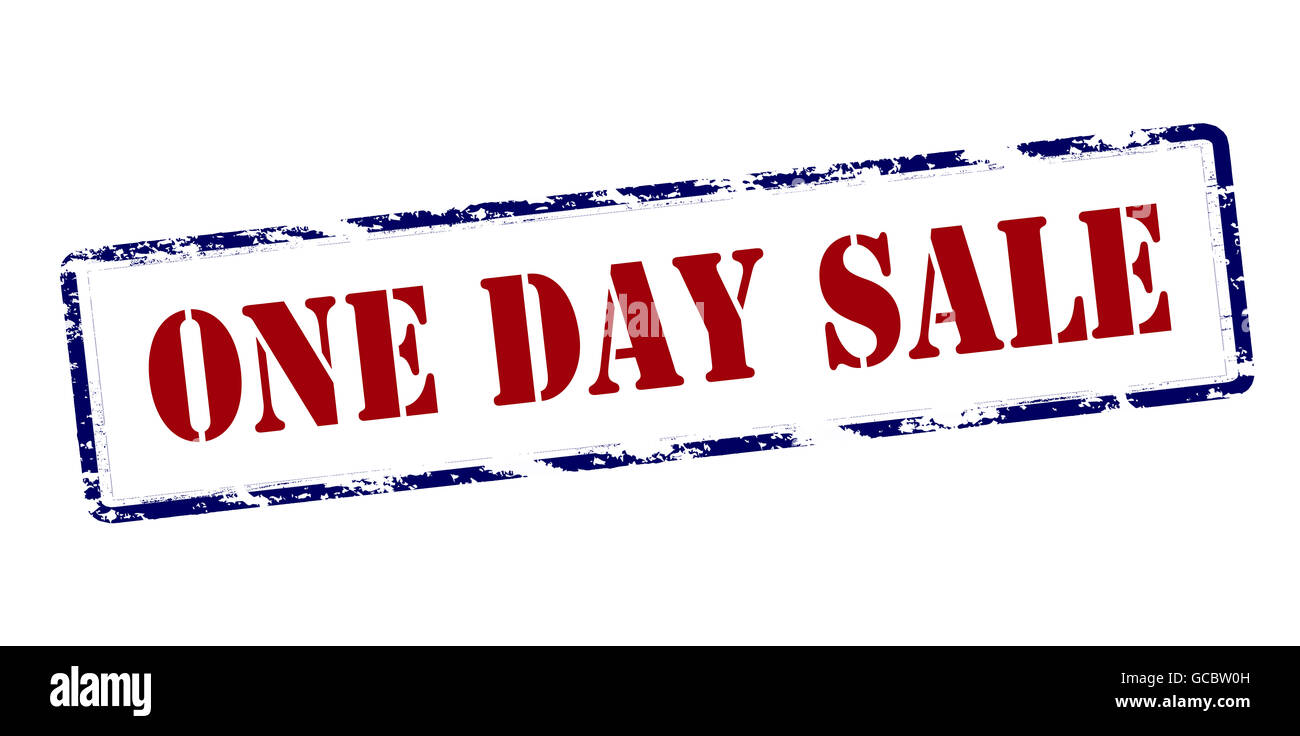Rubber stamp with text one day sale inside, vector illustration Stock ...