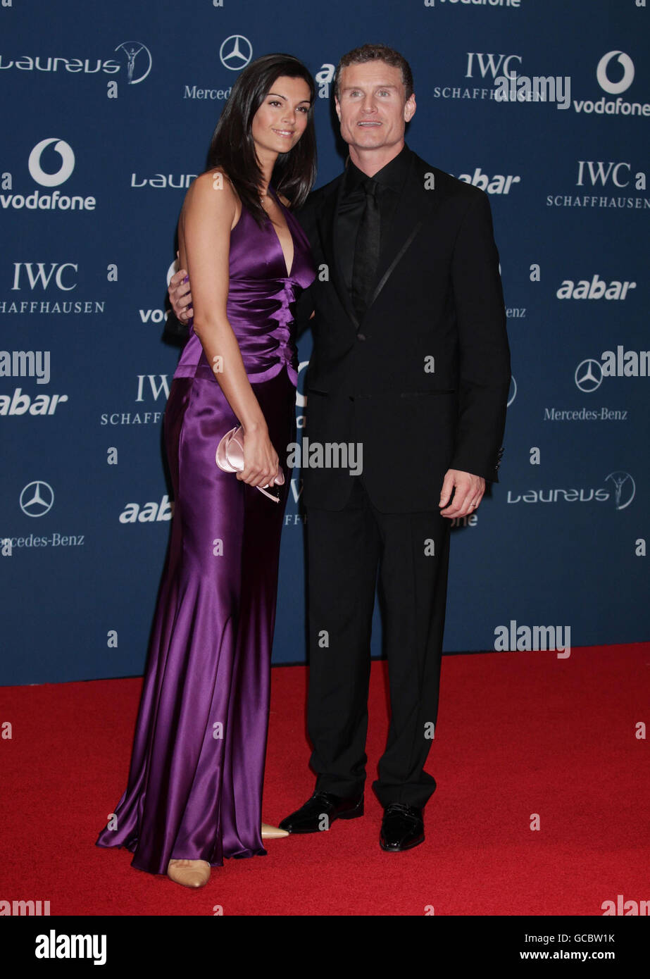 David Coulthard and wife Karen Minier arriving at the Laureus World ...