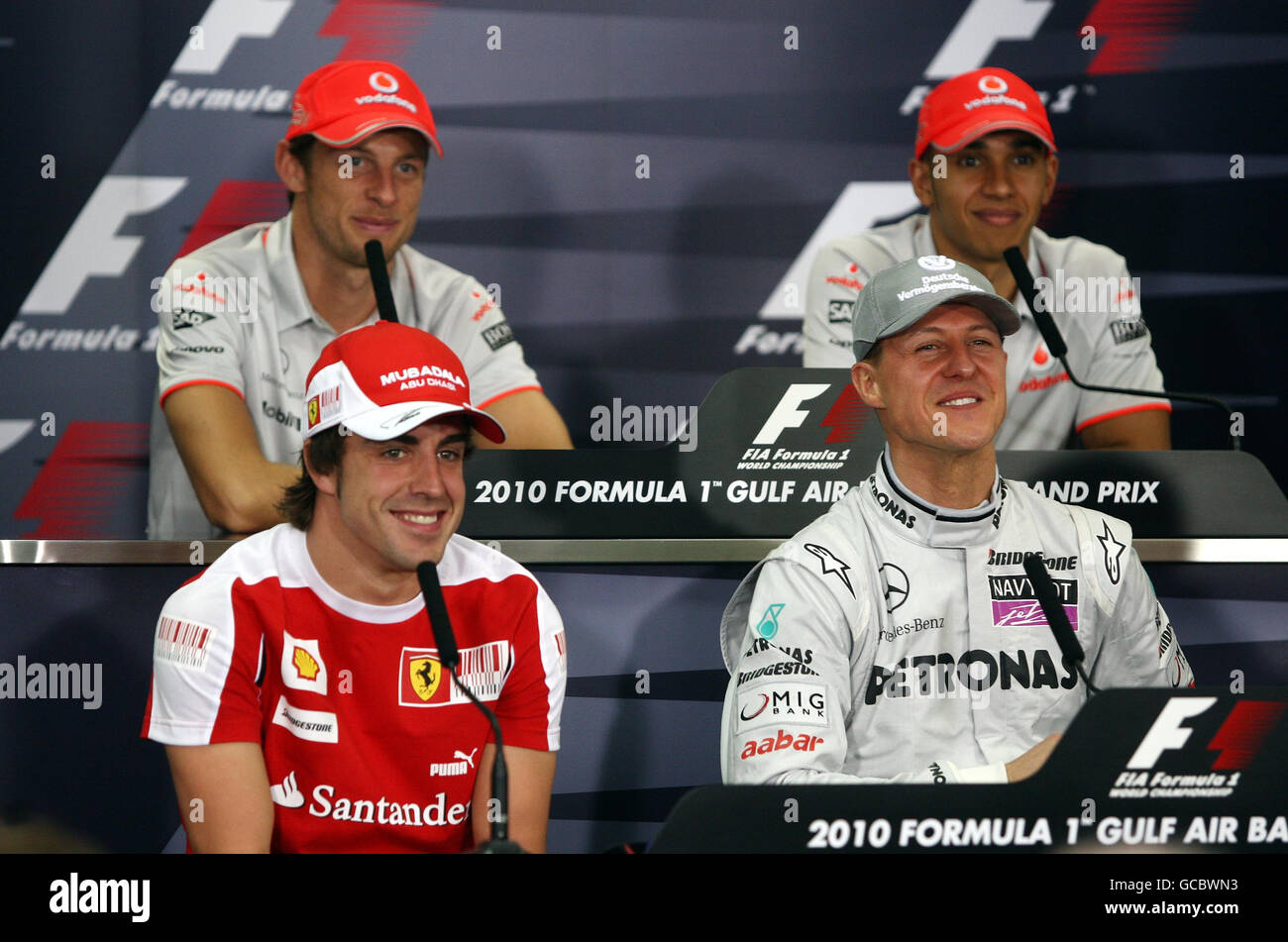 McLaren drivers Jenson Button (top left) and Lewis Hamilton ((top right ...