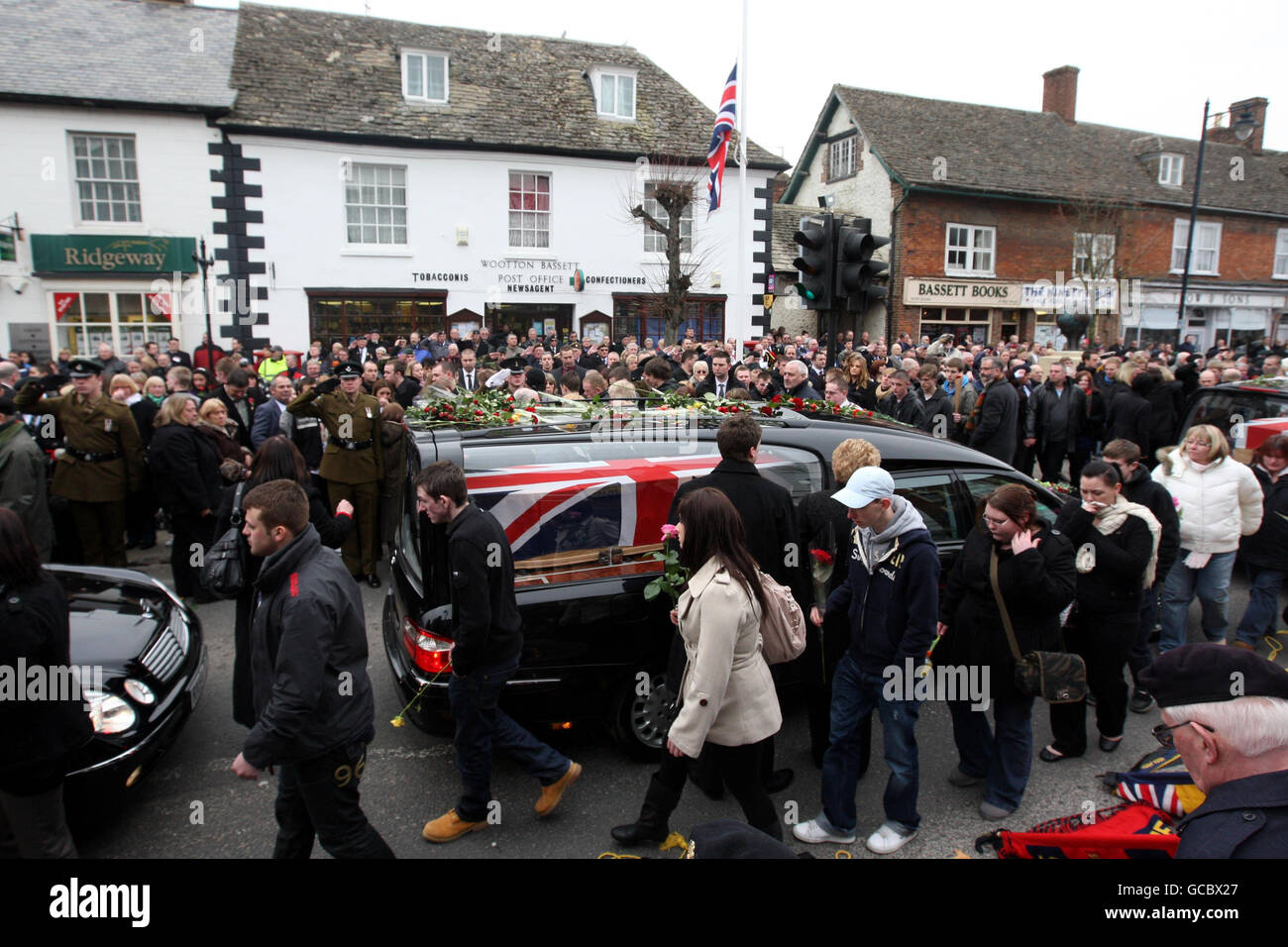 Hearses carrying the coffins of Liam Maughan, Lance Corporal Thomas ...