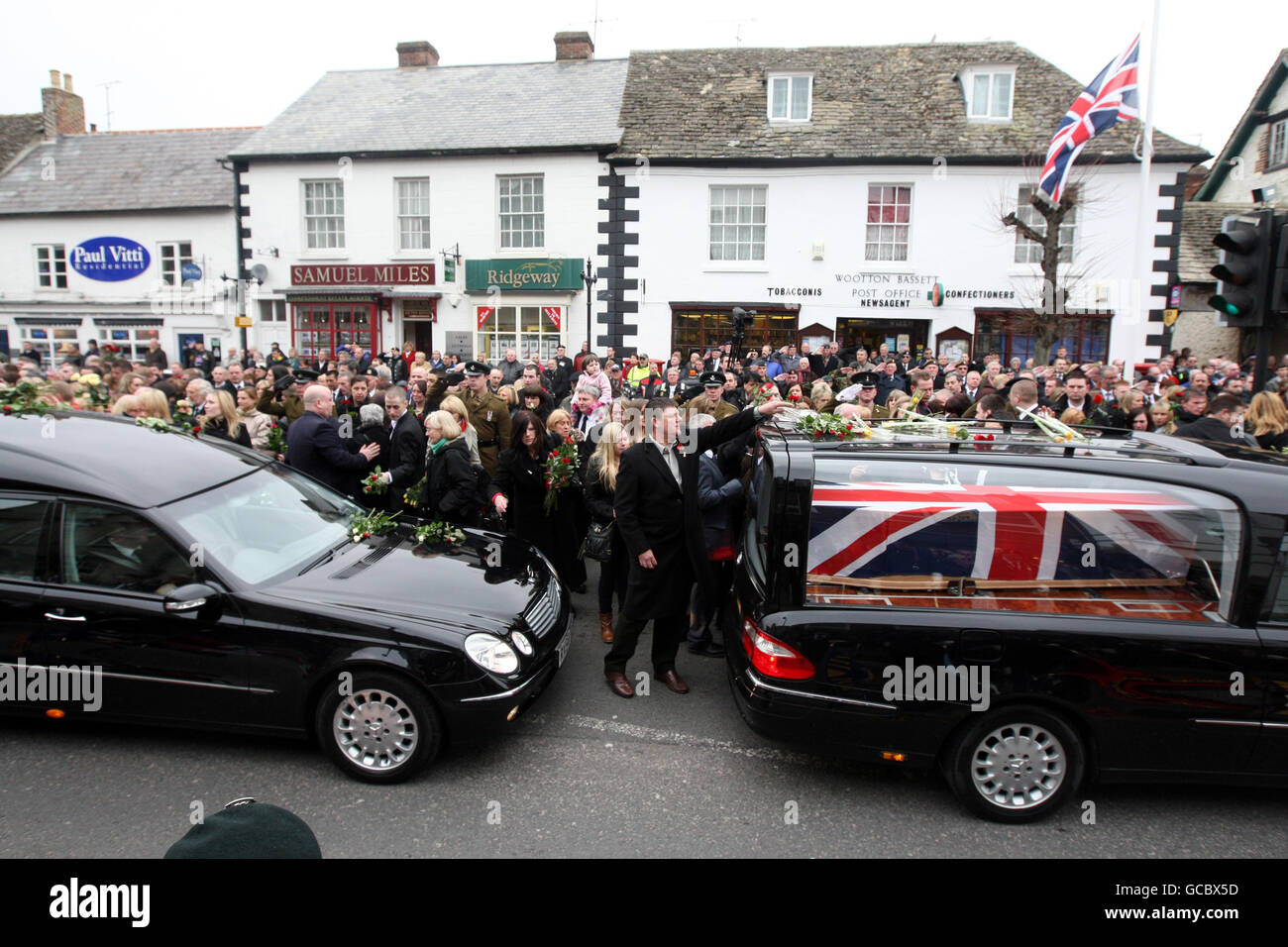 Hearses carrying the coffins of Liam Maughan, Lance Corporal Thomas ...