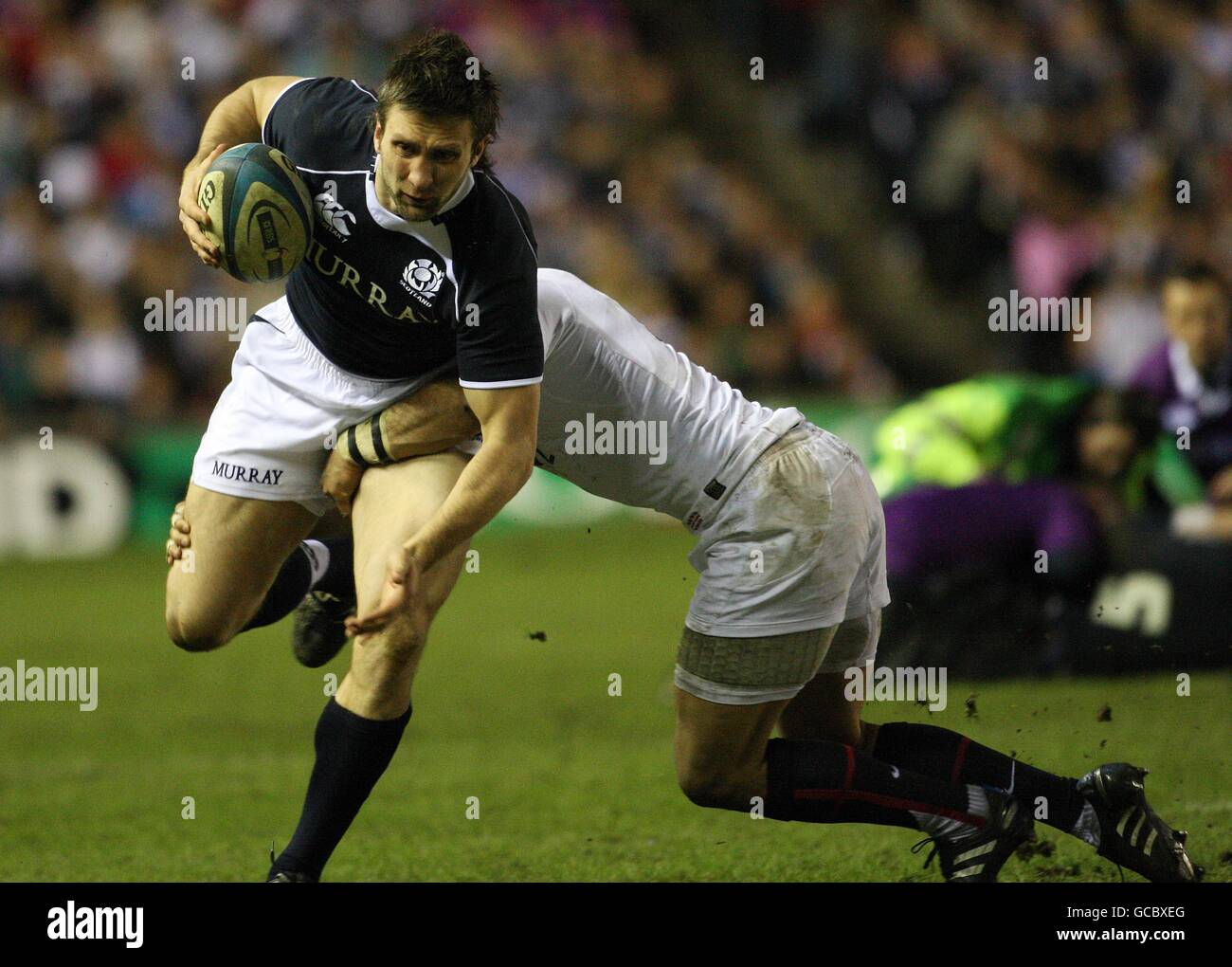 Scotland's Simon Danielli and England's Riki Flutey during the RBS Six ...