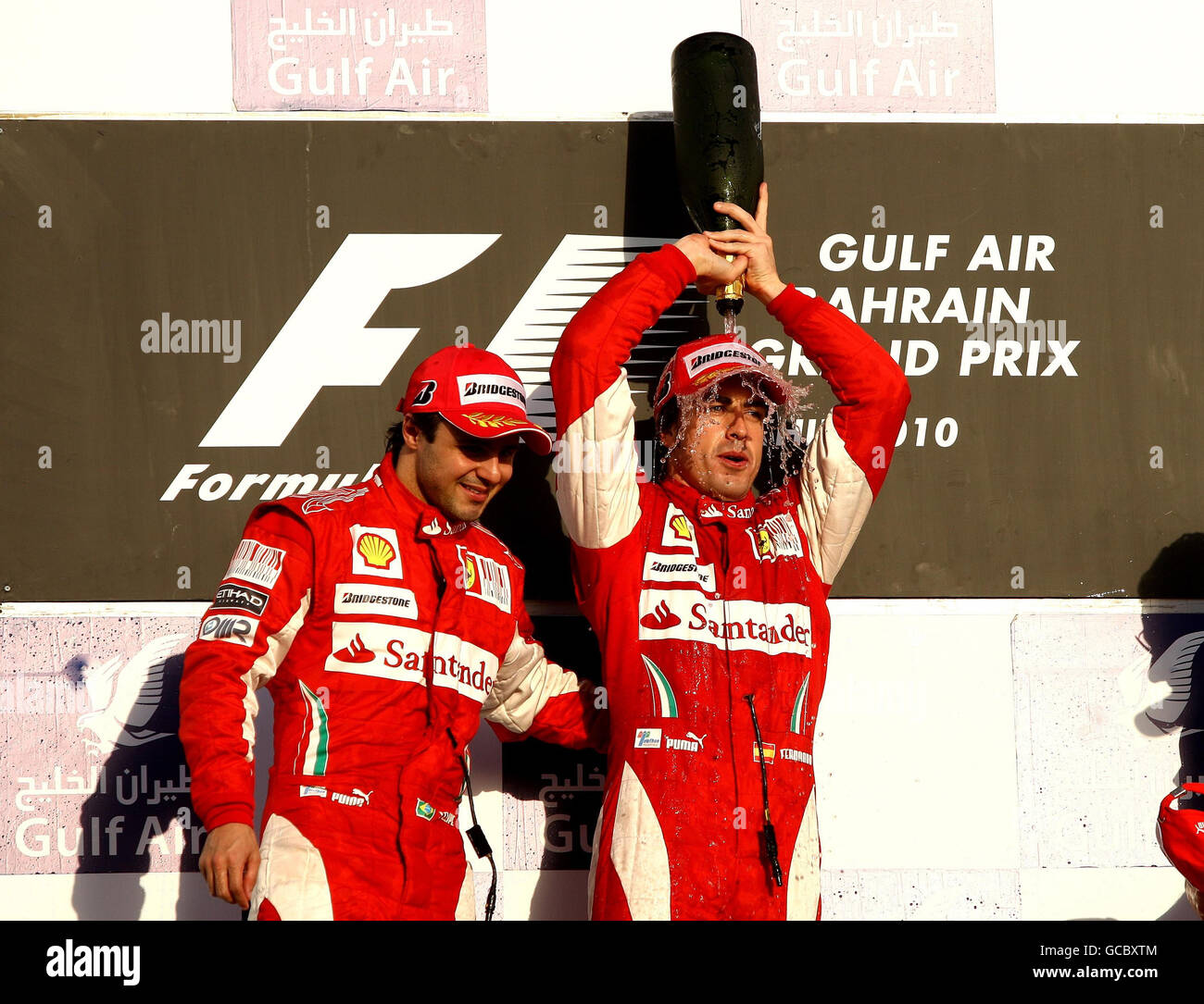 Ferrari driver Fernando Alonso celebrates his victory with second ...