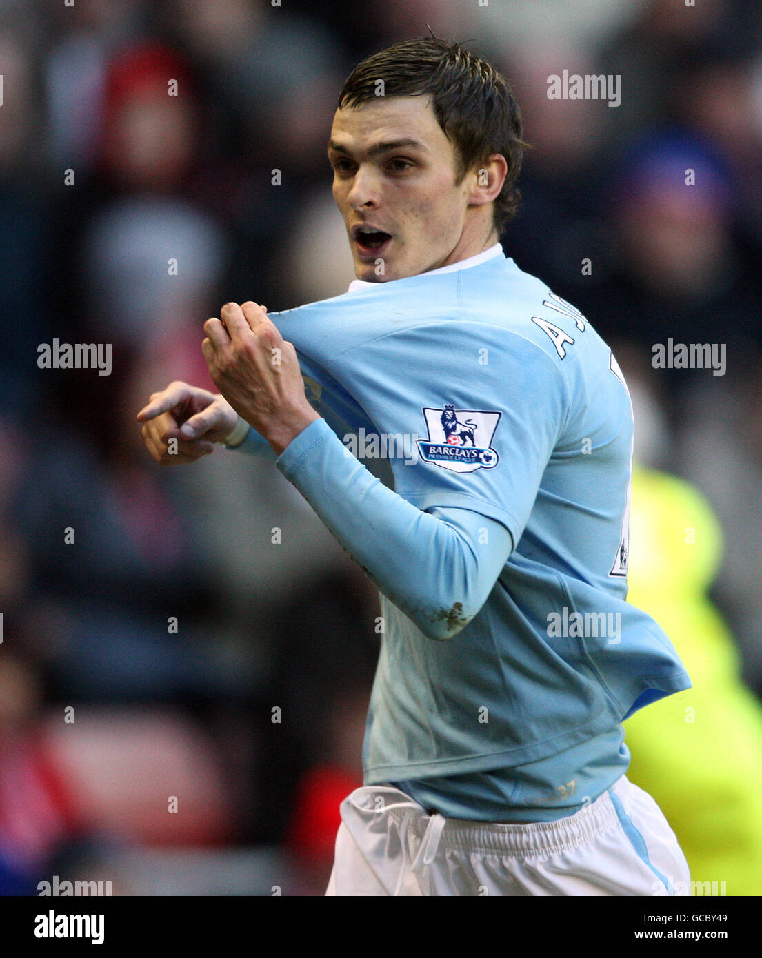 Manchester City's Adam Johnson celebrates after scoring the equalising ...